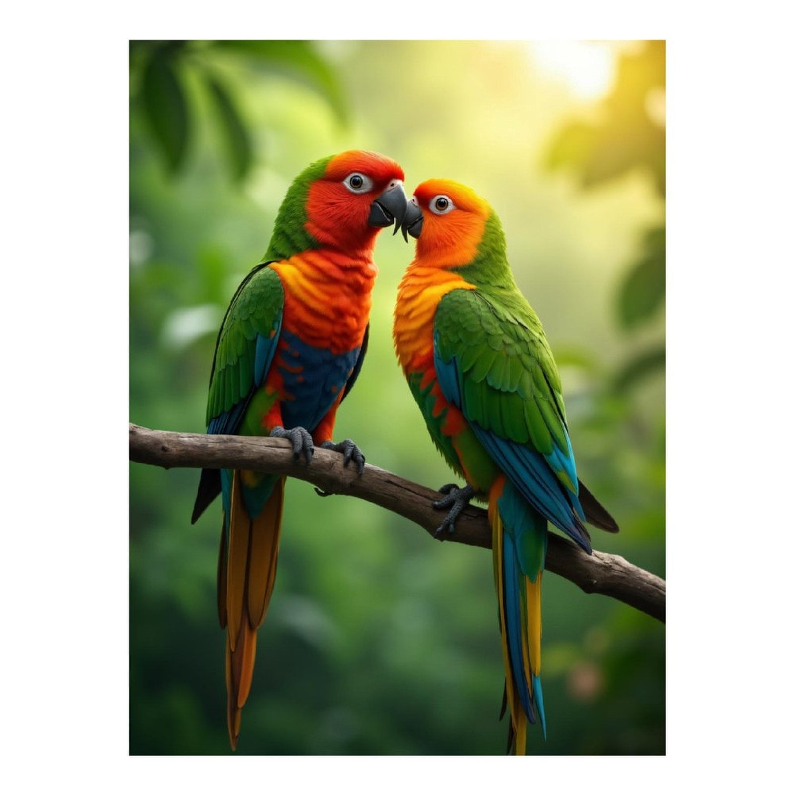 Diamond Art Kit for Adults, Radiant Parrots Vibrant Green Sunrise ...