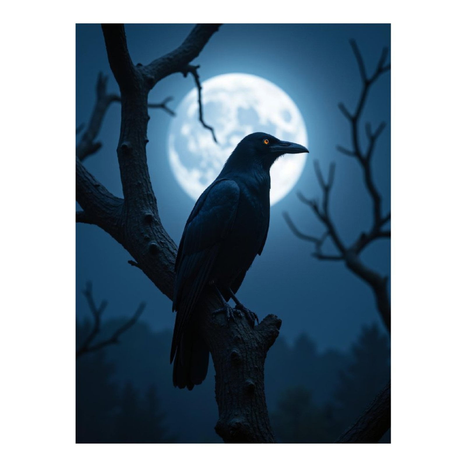 Diamond Art Kit for Adults, Raven Moonlit Night Scene Diamond Painting ...