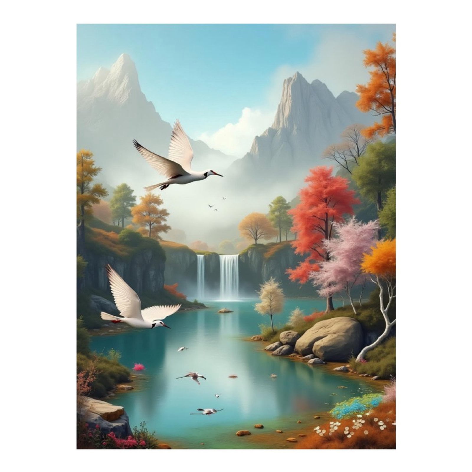 Diamond Art Kit for Adults, Realistic Cartoon Cranes Print No.4 Diamond ...