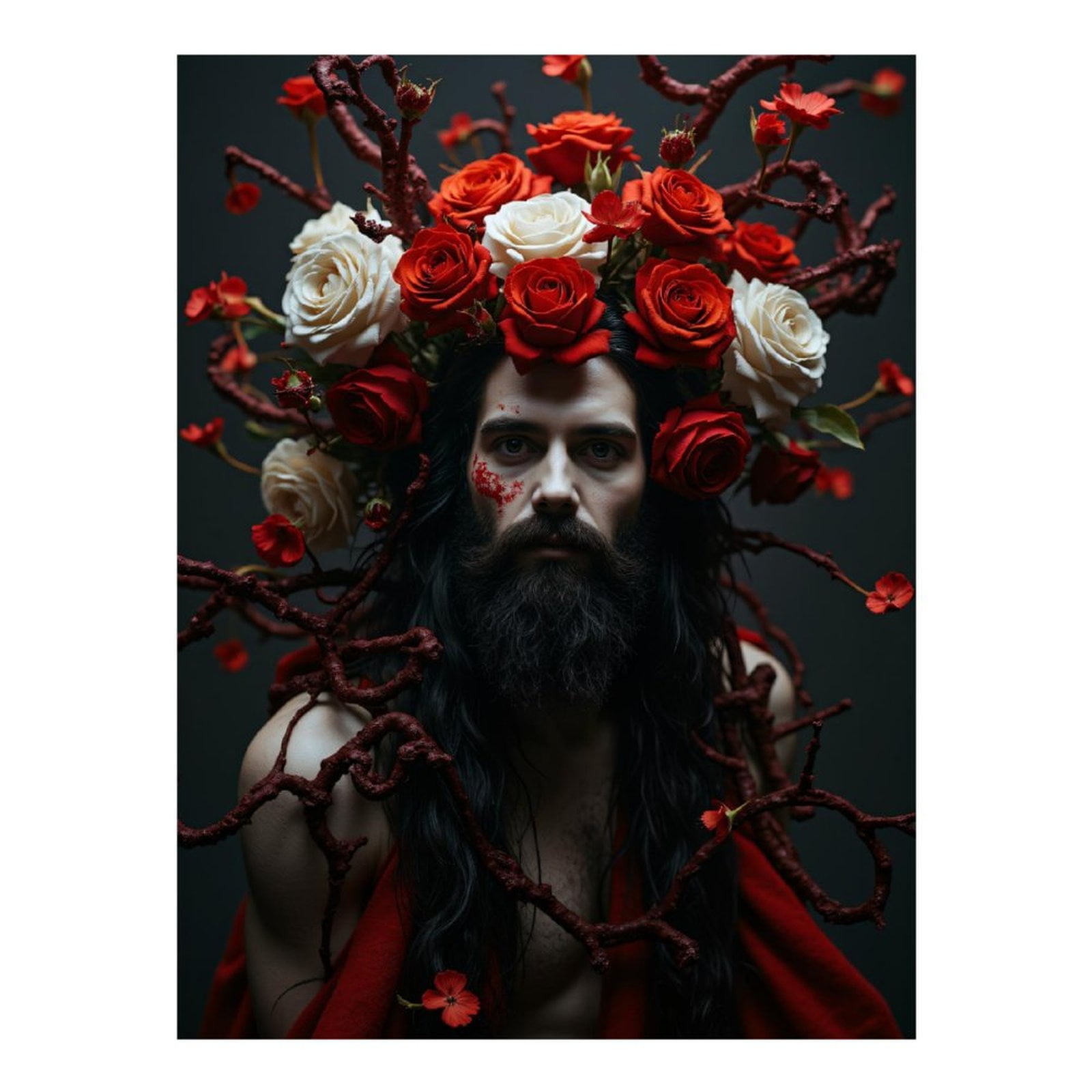 Diamond Art Kit for Adults, Red Rose Mythical Portrait Diamond Painting ...