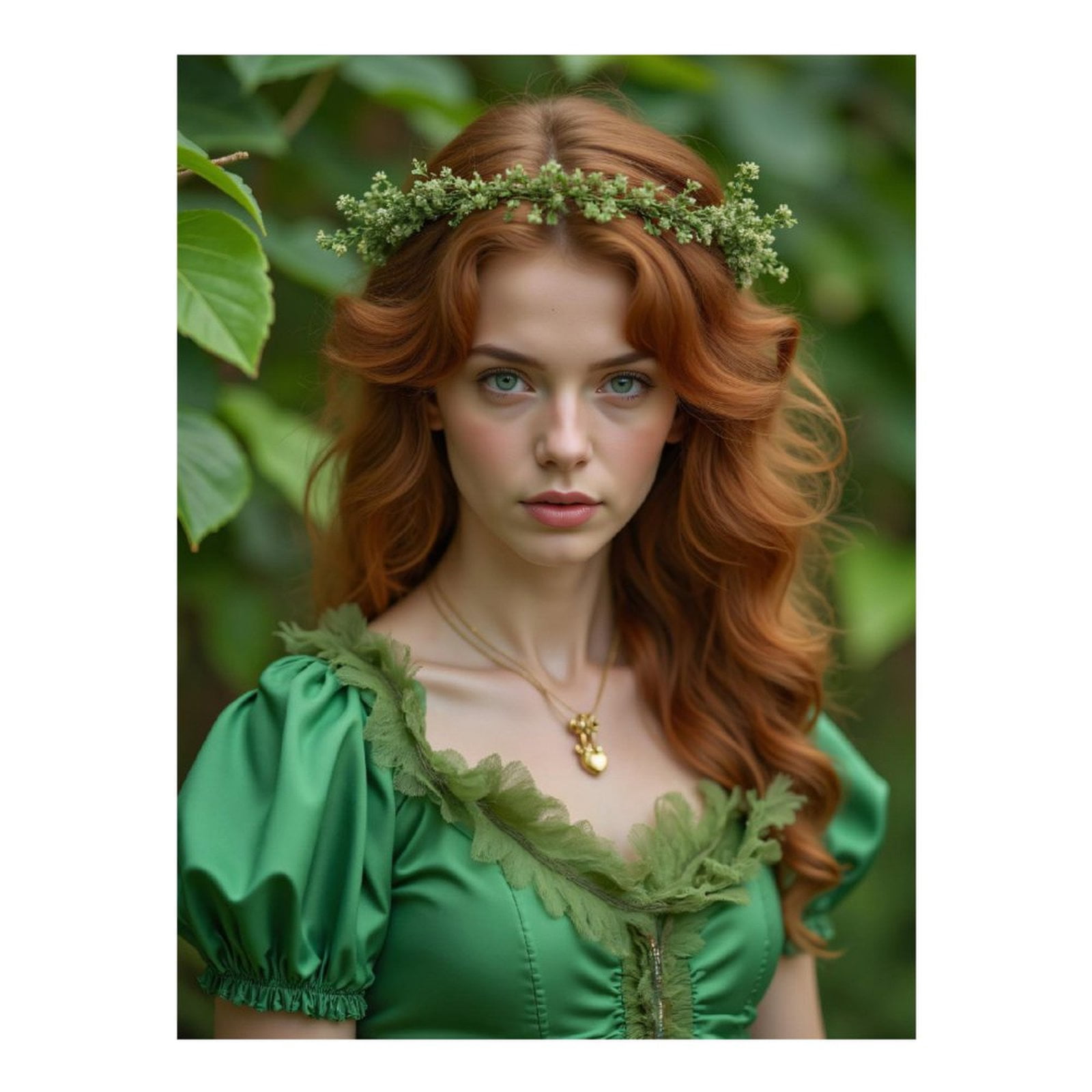 Diamond Art Kit for Adults, Redhead Forest Green Dress Blossom Diamond ...