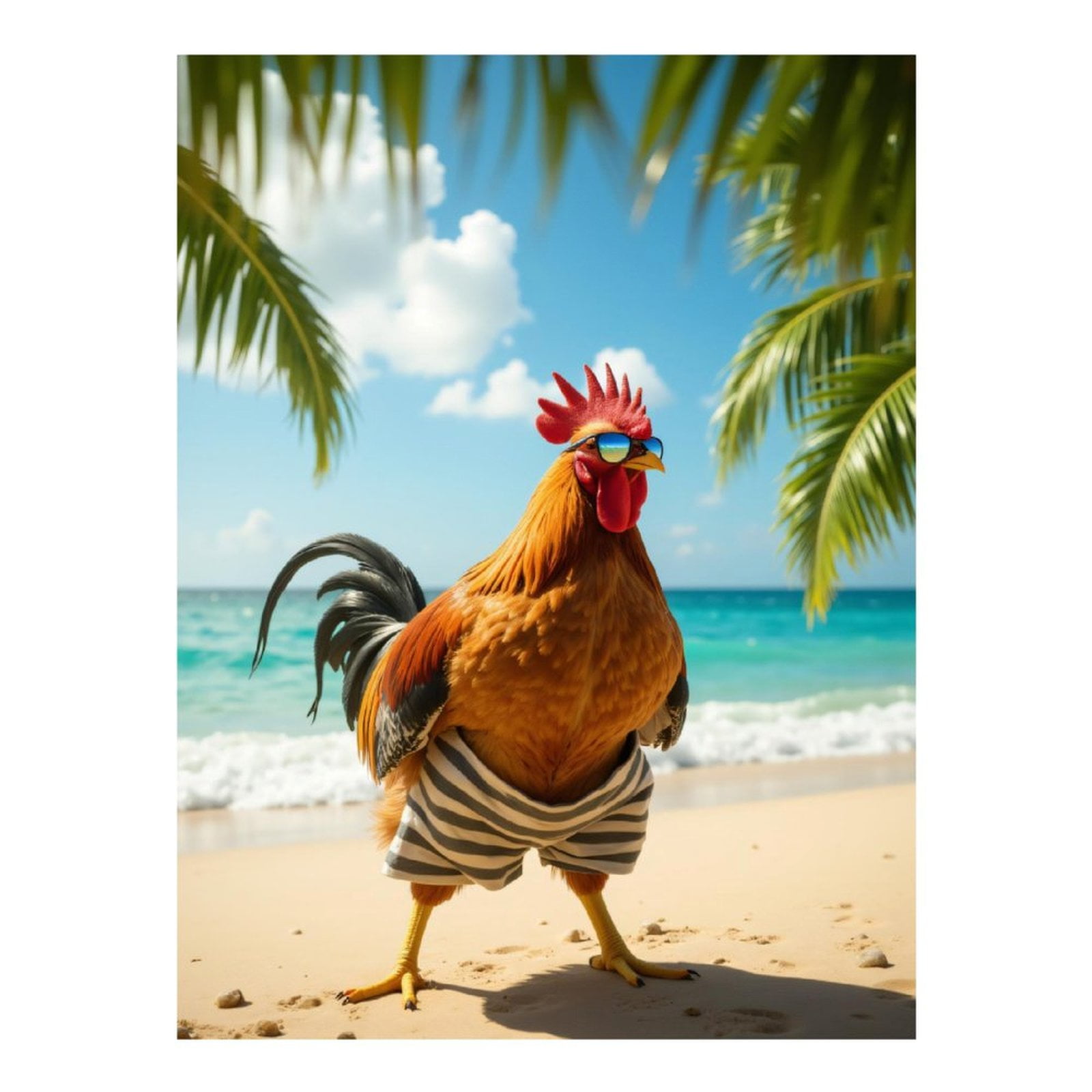 Diamond Art Kit for Adults, Rooster Beach Fun Tropical Vibes Diamond ...