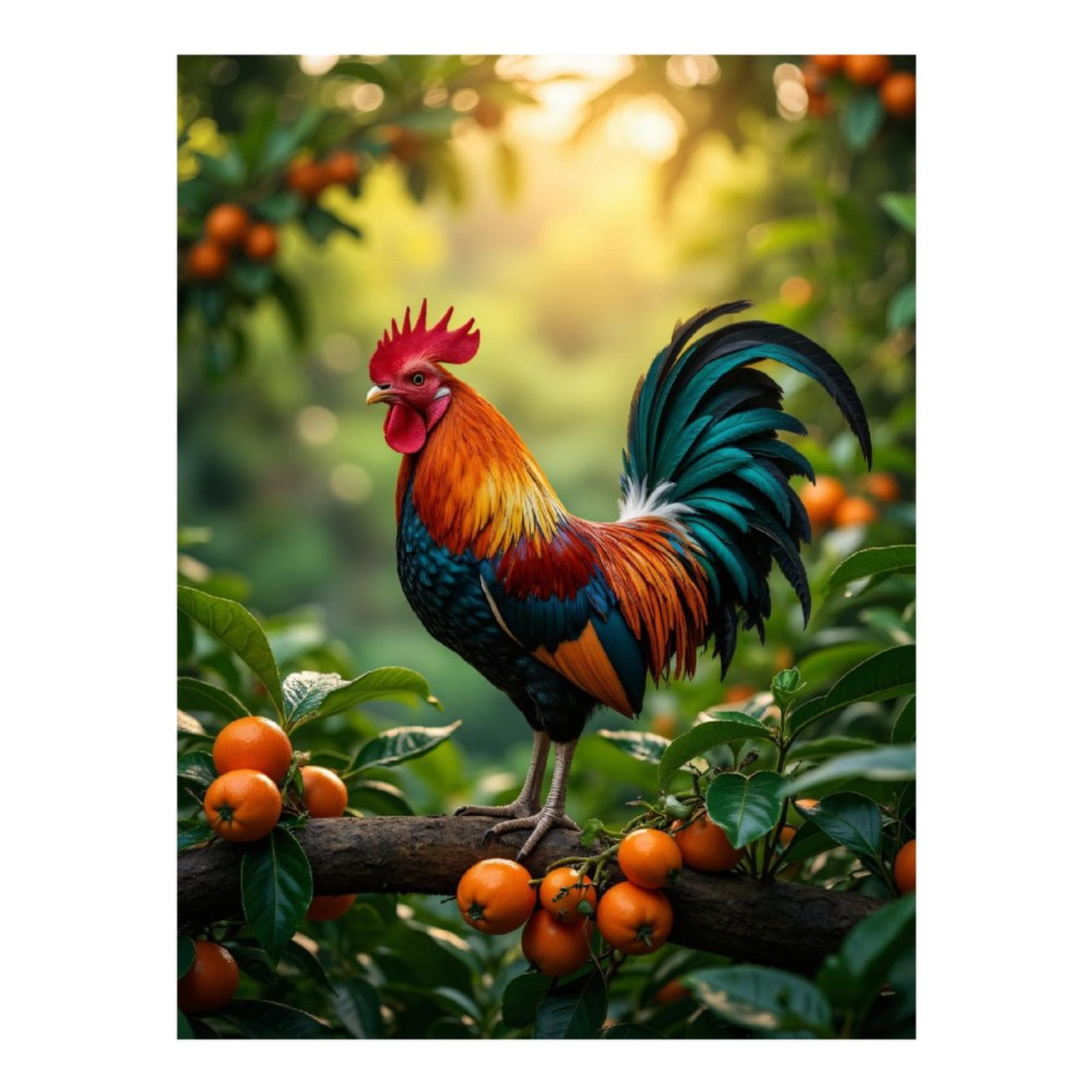 Diamond Art Kit for Adults, Rooster Vibrant Colors Citrus Garden ...