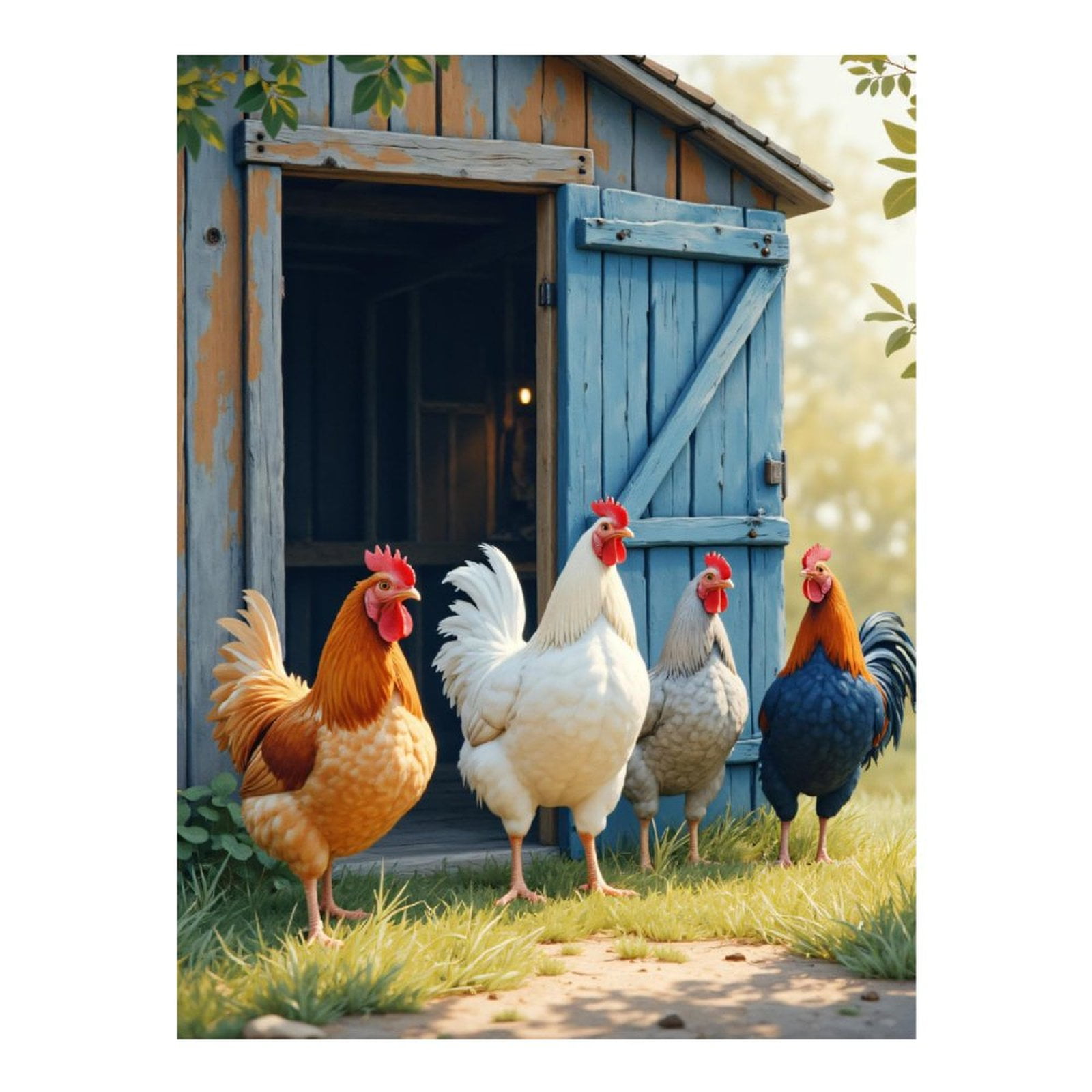 Diamond Art Kit for Adults, Rustic Barnyard Rooster Gathering Diamond ...