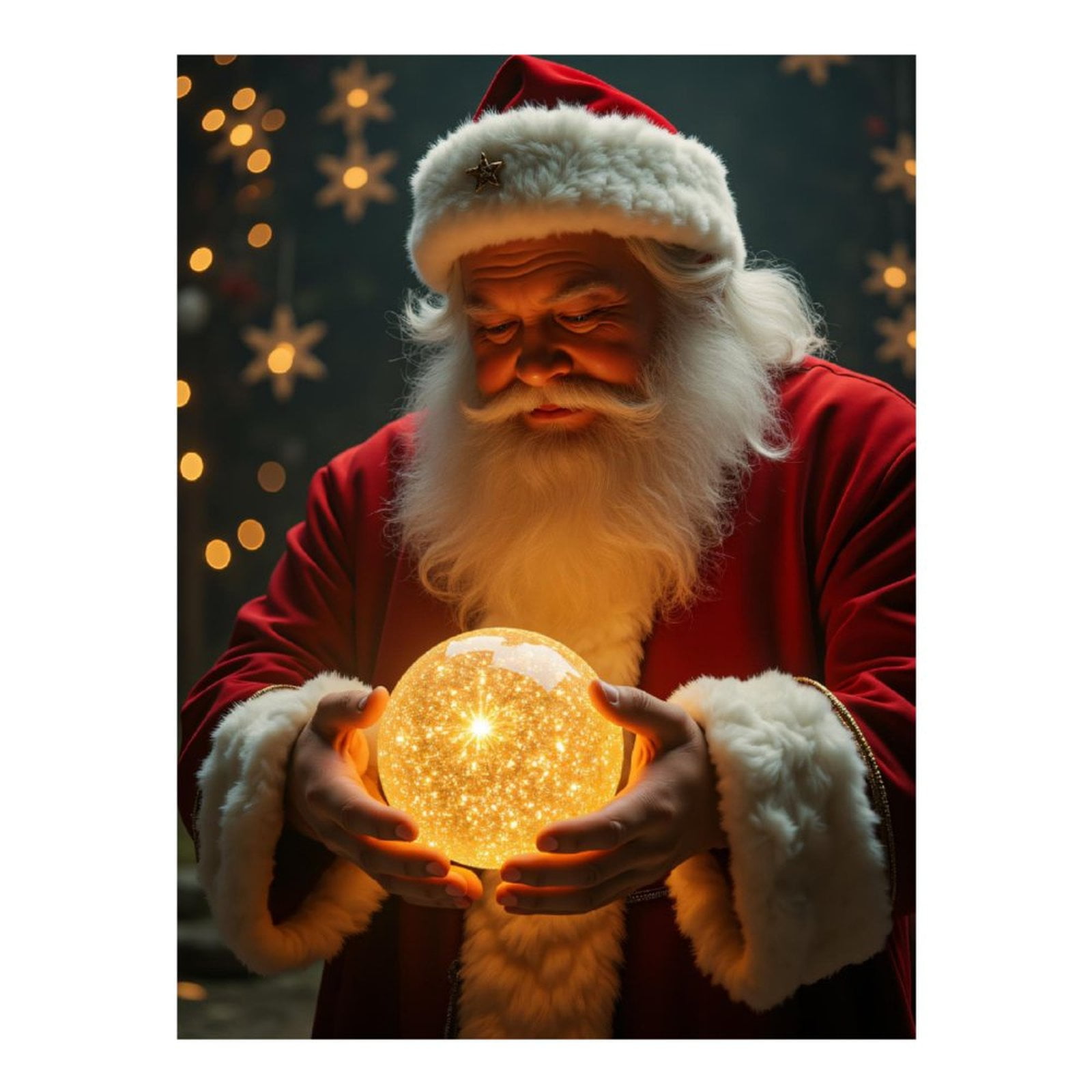 Diamond Art Kit for Adults, Santa Claus Holding Glowing Sphere Diamond ...