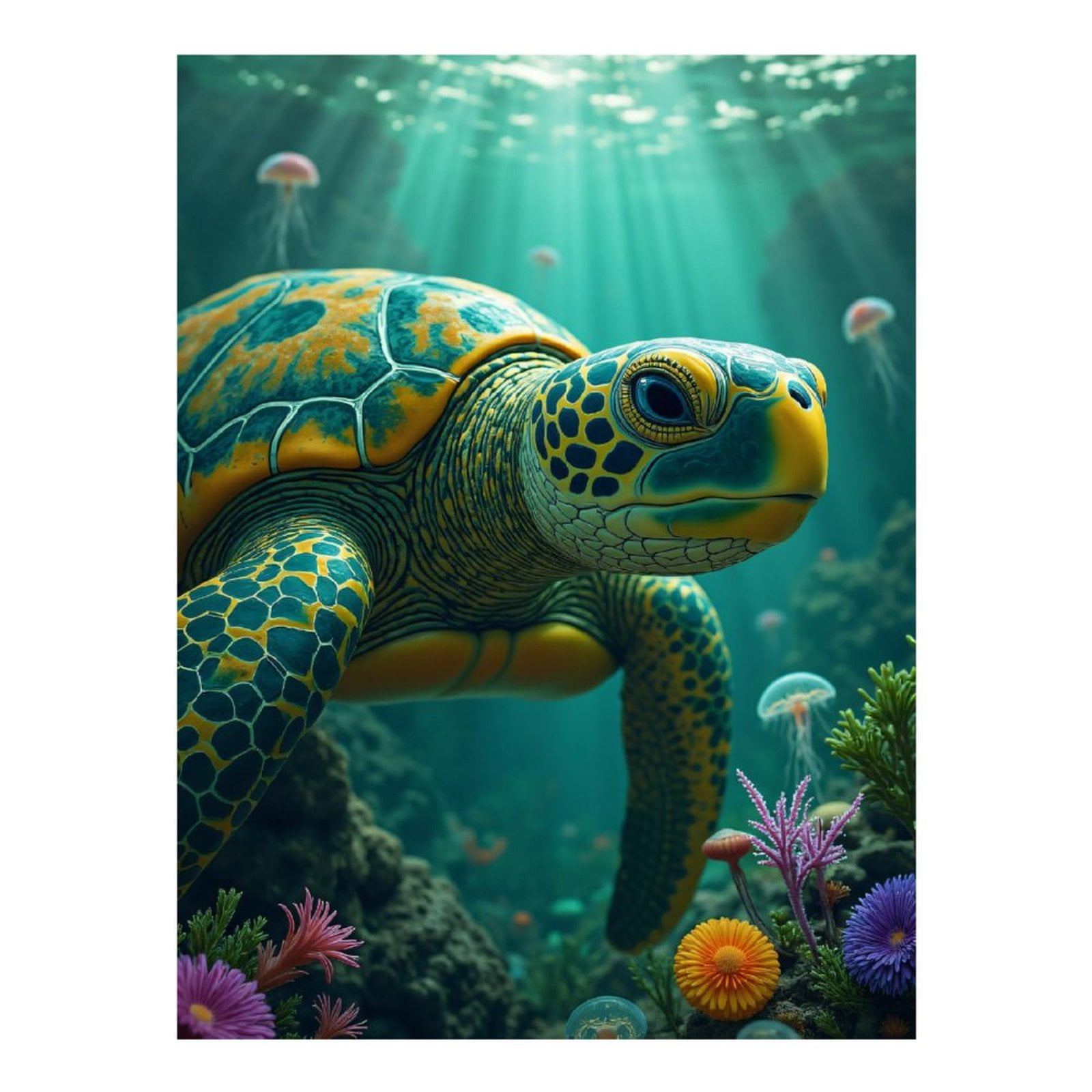 Diamond Art Kit for Adults, Sea Turtle Colorful Coral Reef Diamond ...
