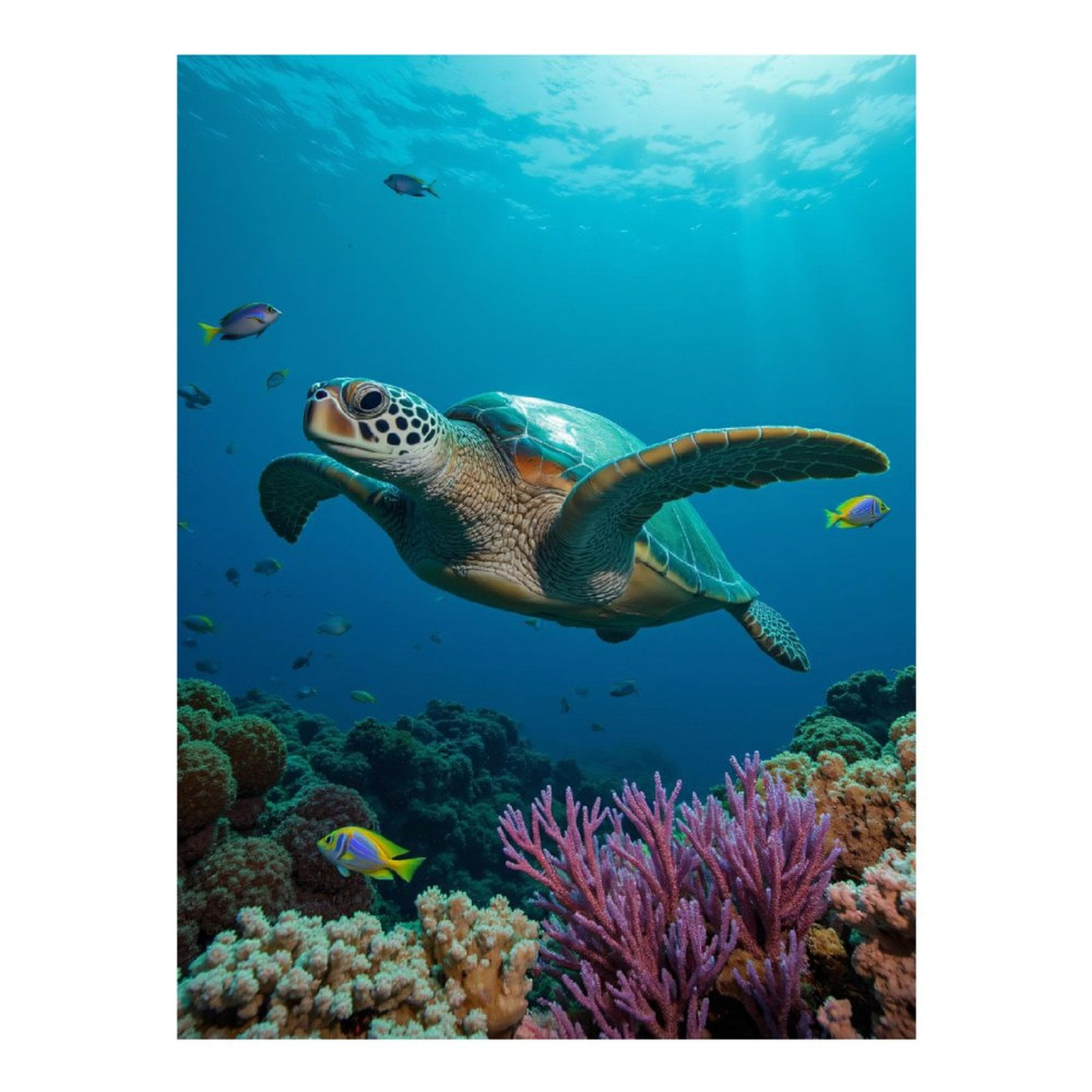 Diamond Art Kit for Adults, Sea Turtle Coral Reef Ocean Scene Diamond ...