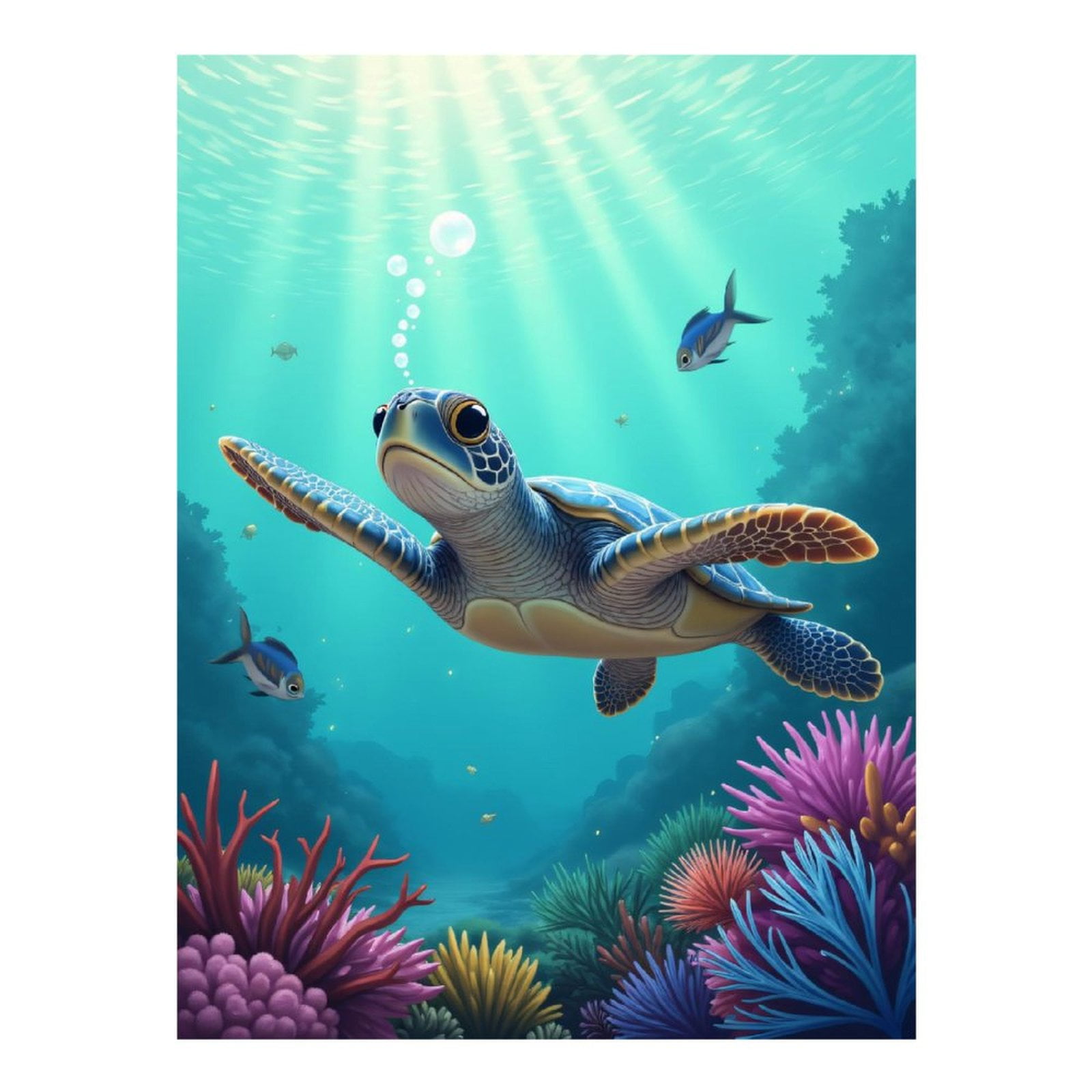 Diamond Art Kit for Adults, Sea Turtle Coral Reef Scene Diamond ...