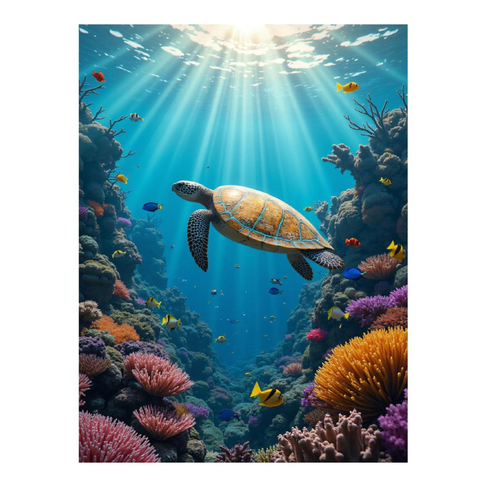 Diamond Art Kit for Adults, Sea Turtle Coral Reef Sunlight Diamond ...
