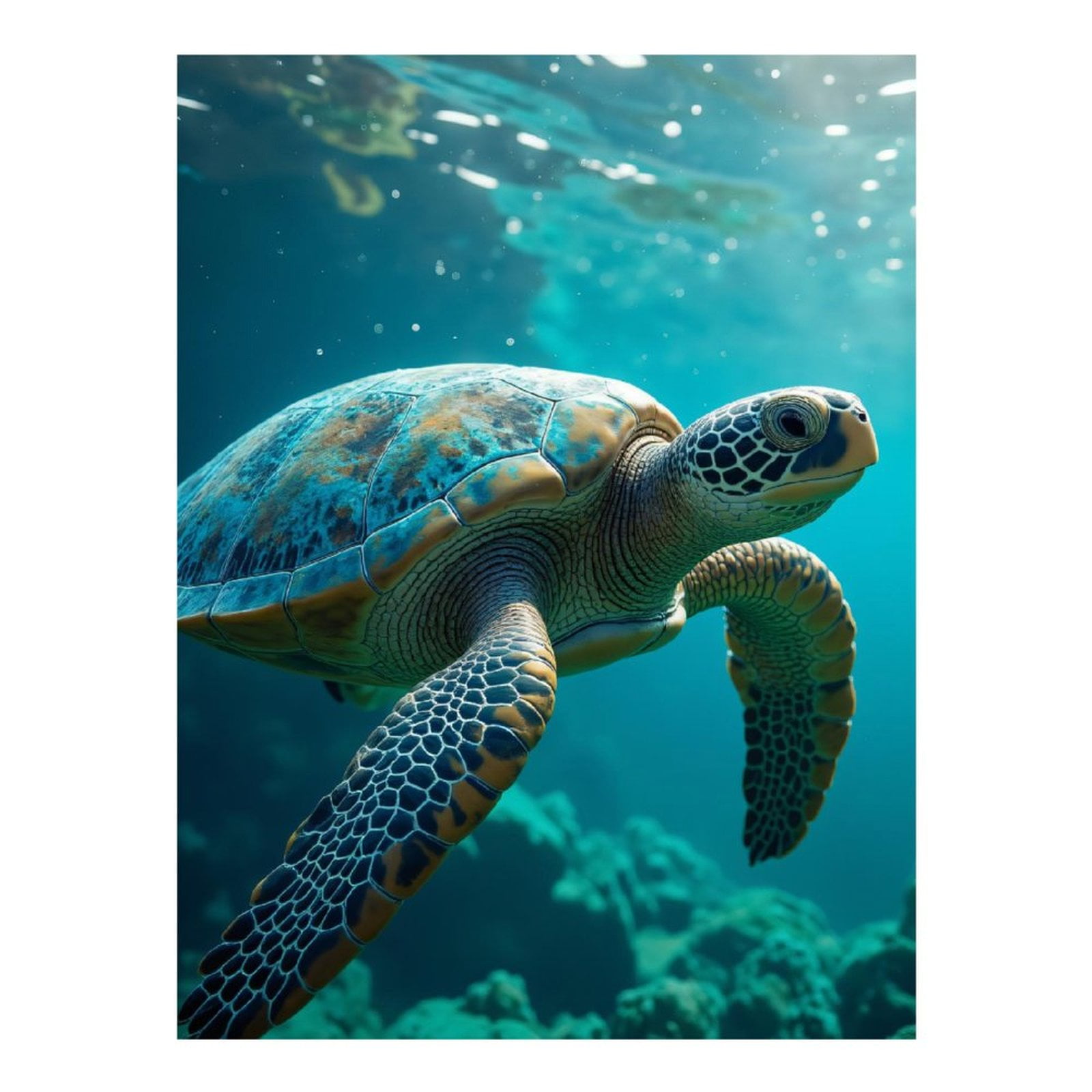 Diamond Art Kit for Adults, Sea Turtle Swimming Gracefully Underwater ...