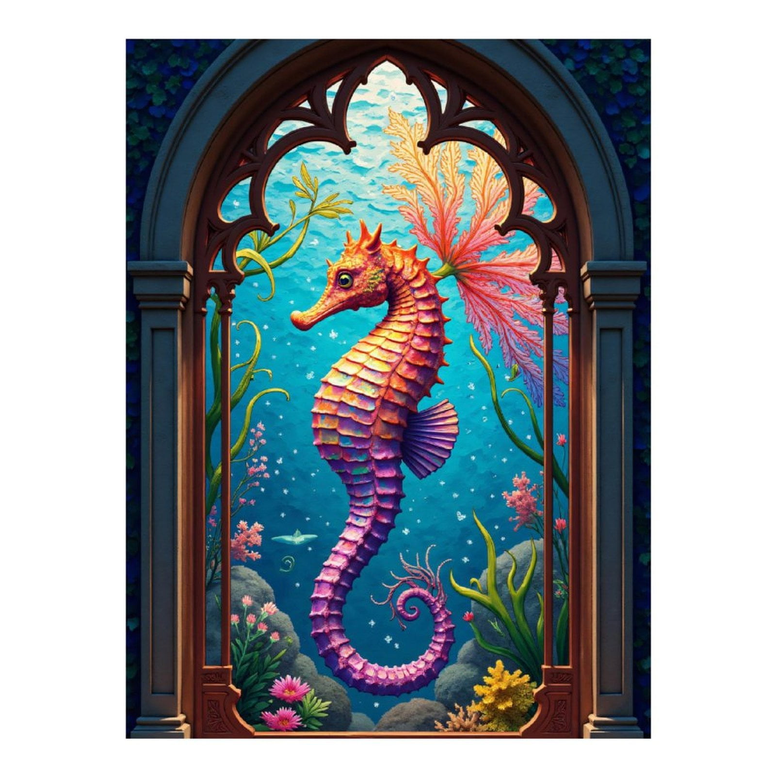 Diamond Art Kit for Adults, Seahorse Fantasy Underwater Scene Diamond ...