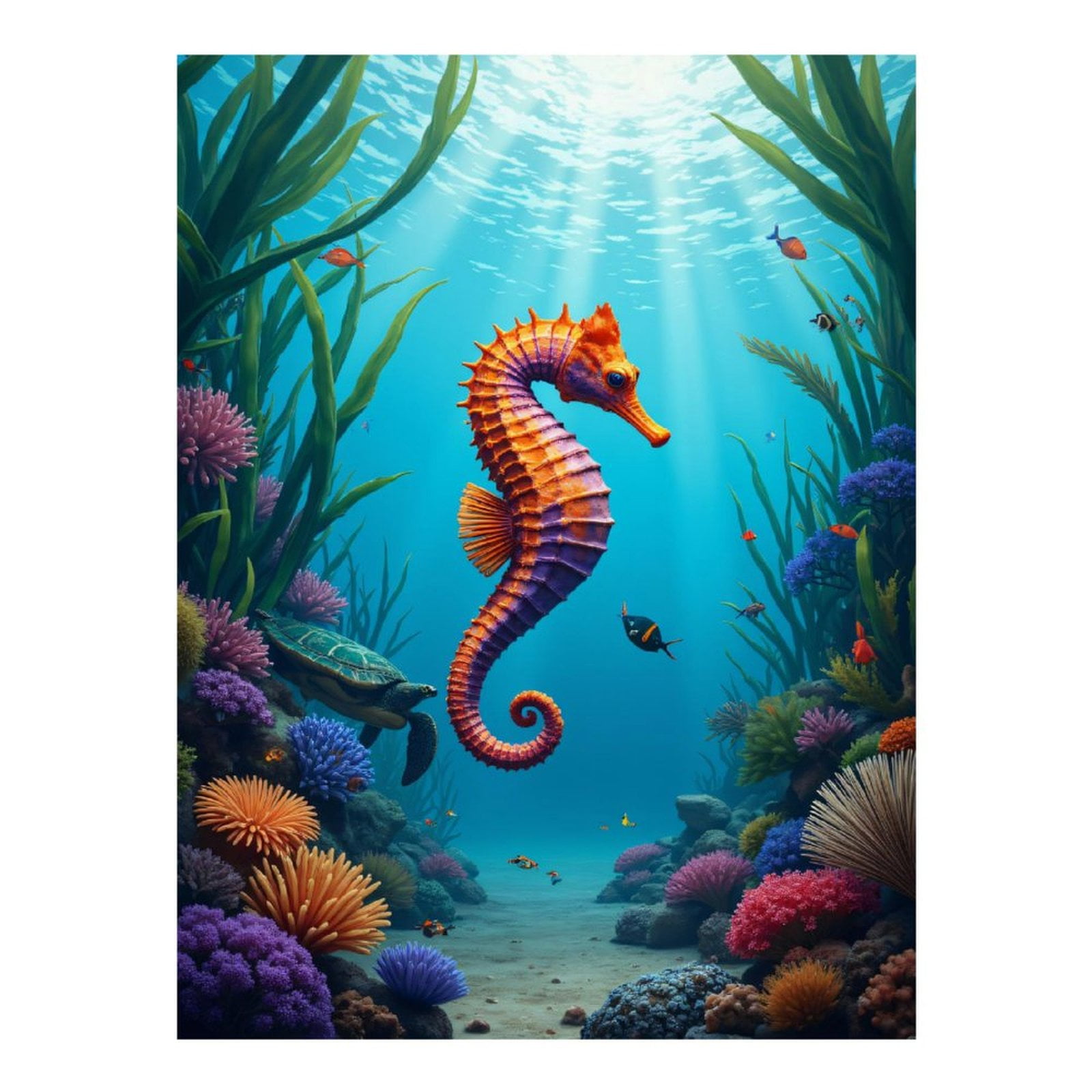 Diamond Art Kit for Adults, Seahorse Underwater Coral Reef Scene ...