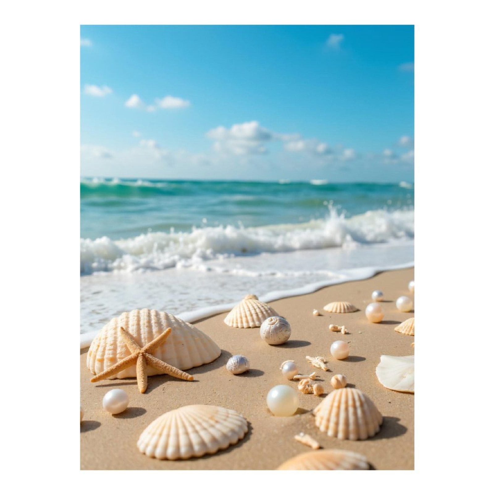 Diamond Art Kit for Adults, Seashells Starfish Ocean Waves Shore ...