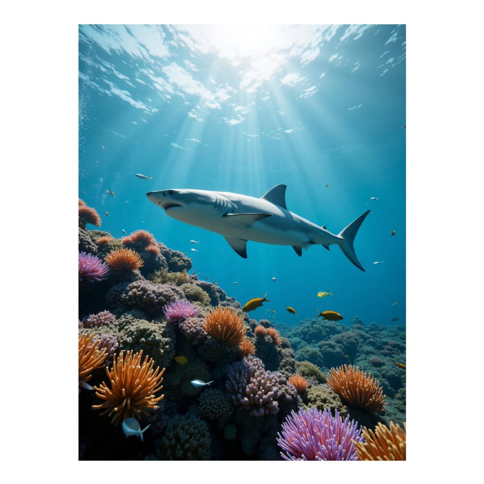 Diamond Art Kit for Adults, Shark Coral Reef Underwater Scene Diamond ...