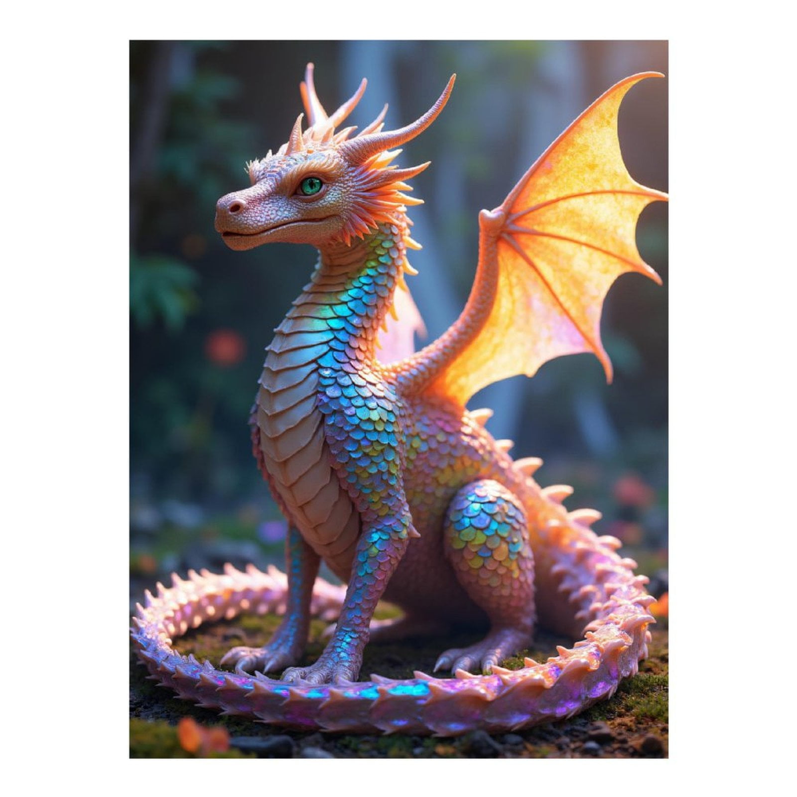 Diamond Art Kit for Adults, Shimmering Rainbow Dragon Creature Diamond ...