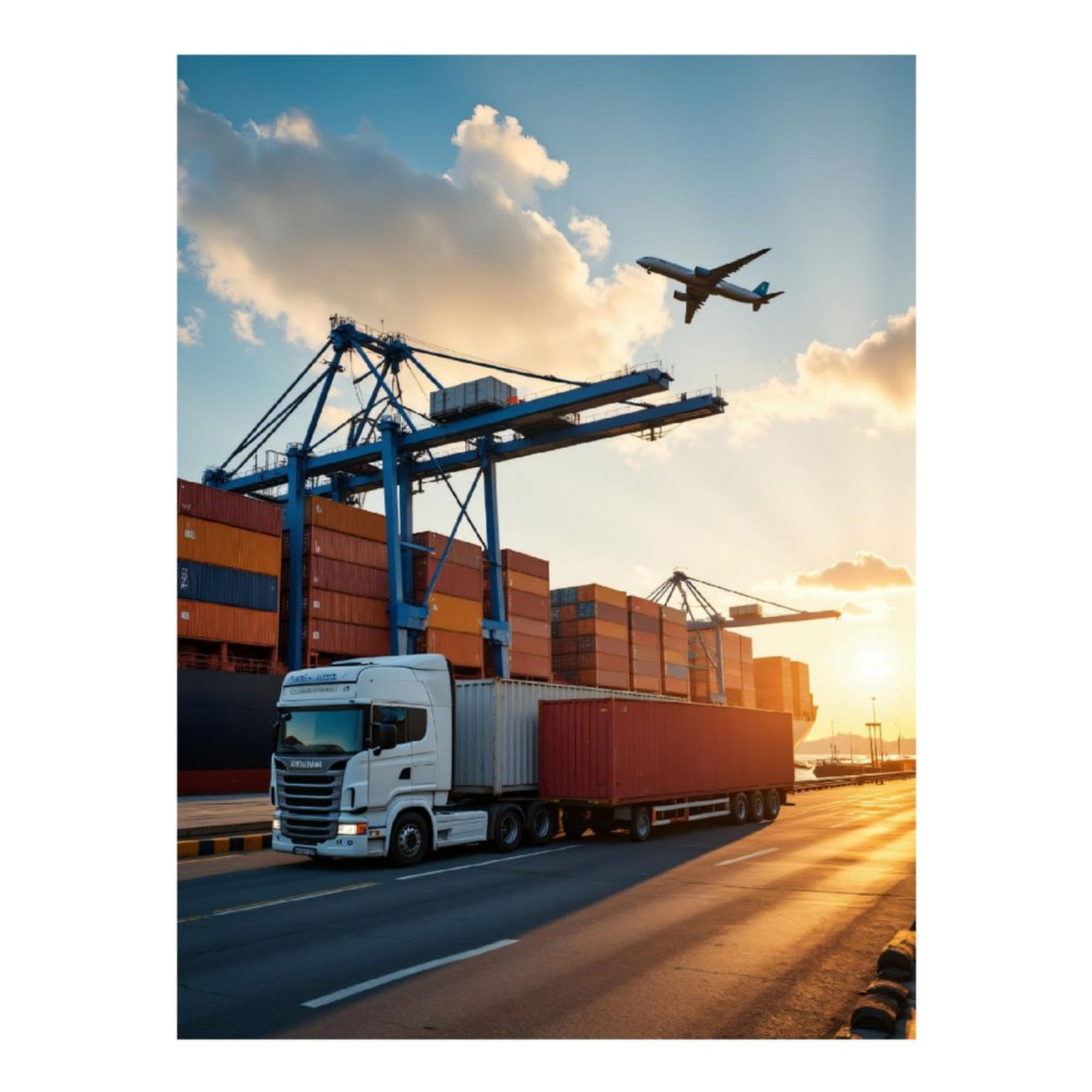 Diamond Art Kit for Adults, Shipping Containers Port Transport Aircraft ...