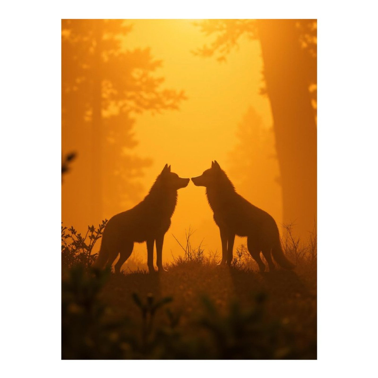 Diamond Art Kit for Adults, Silhouetted Wolves Sunrise Forest Diamond ...
