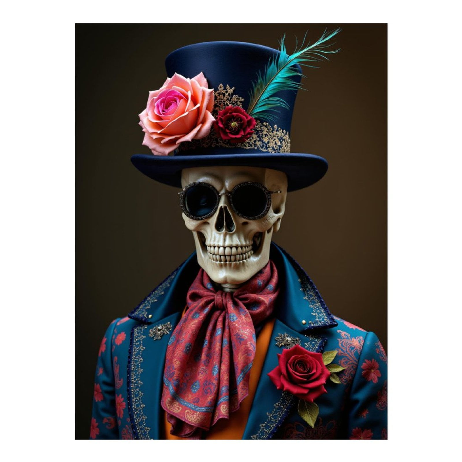 Diamond Art Kit for Adults, Skeleton In Festive Top Hat Diamond ...