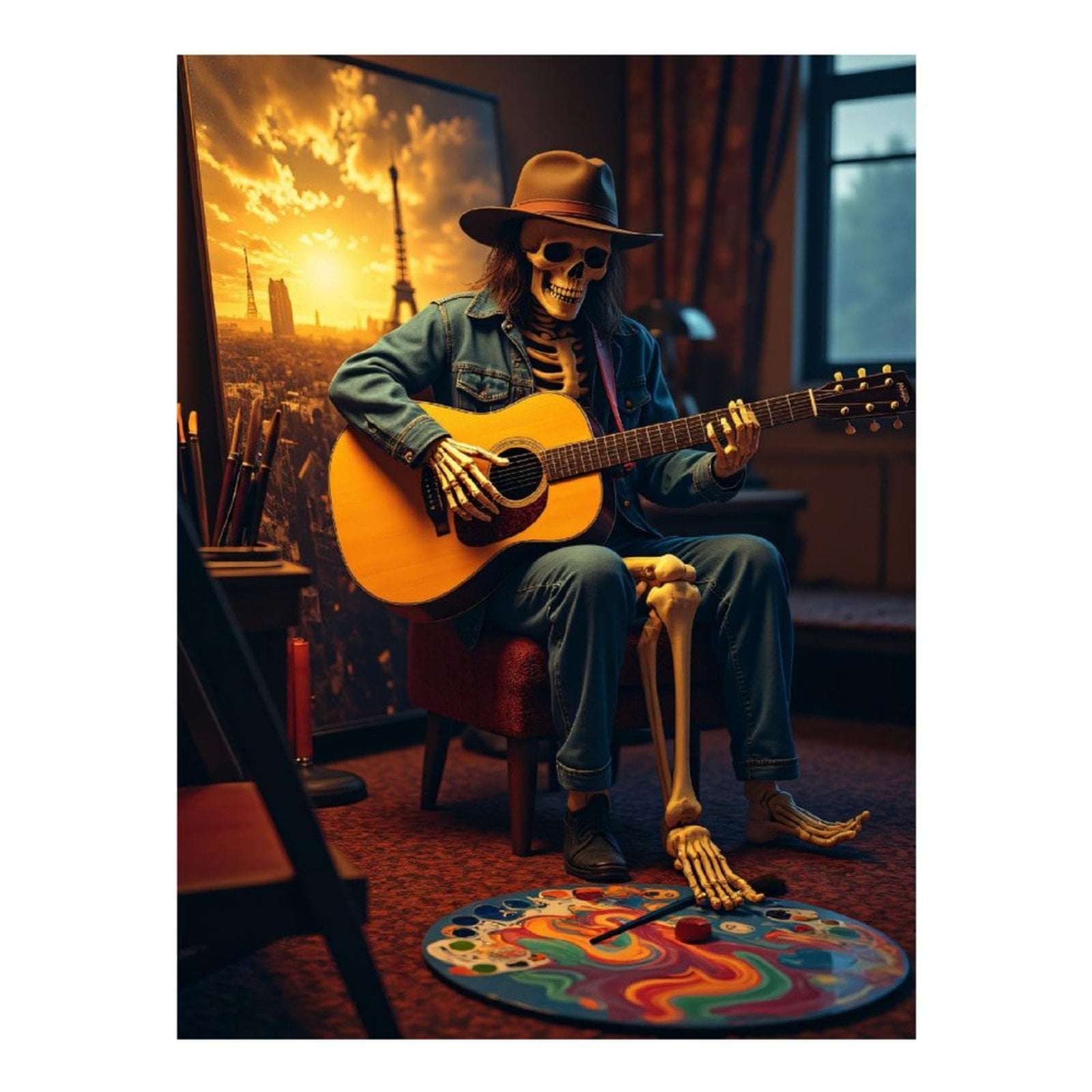 Diamond Art Kit for Adults, Skeleton Guitarist in Creative Studio ...