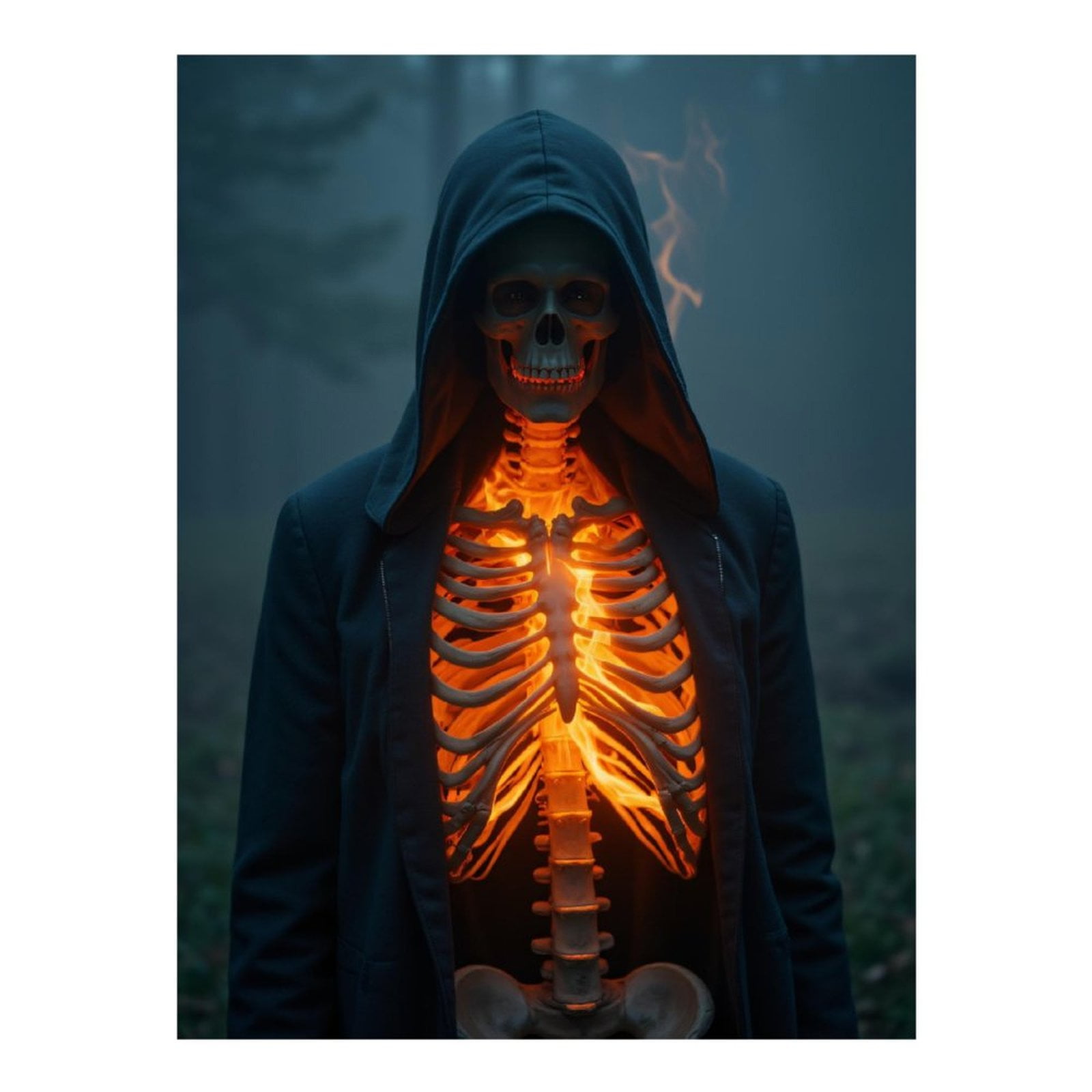 Diamond Art Kit for Adults, Skeleton in Hooded Forest Glow Diamond ...