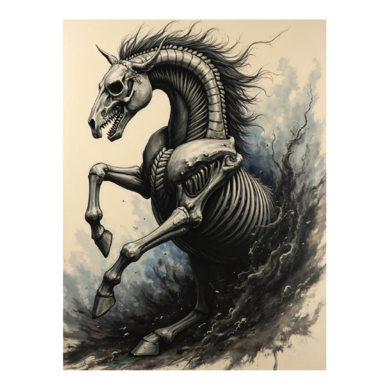 Diamond Art Kit for Adults, Skeleton Horse Charging Storm Diamond ...