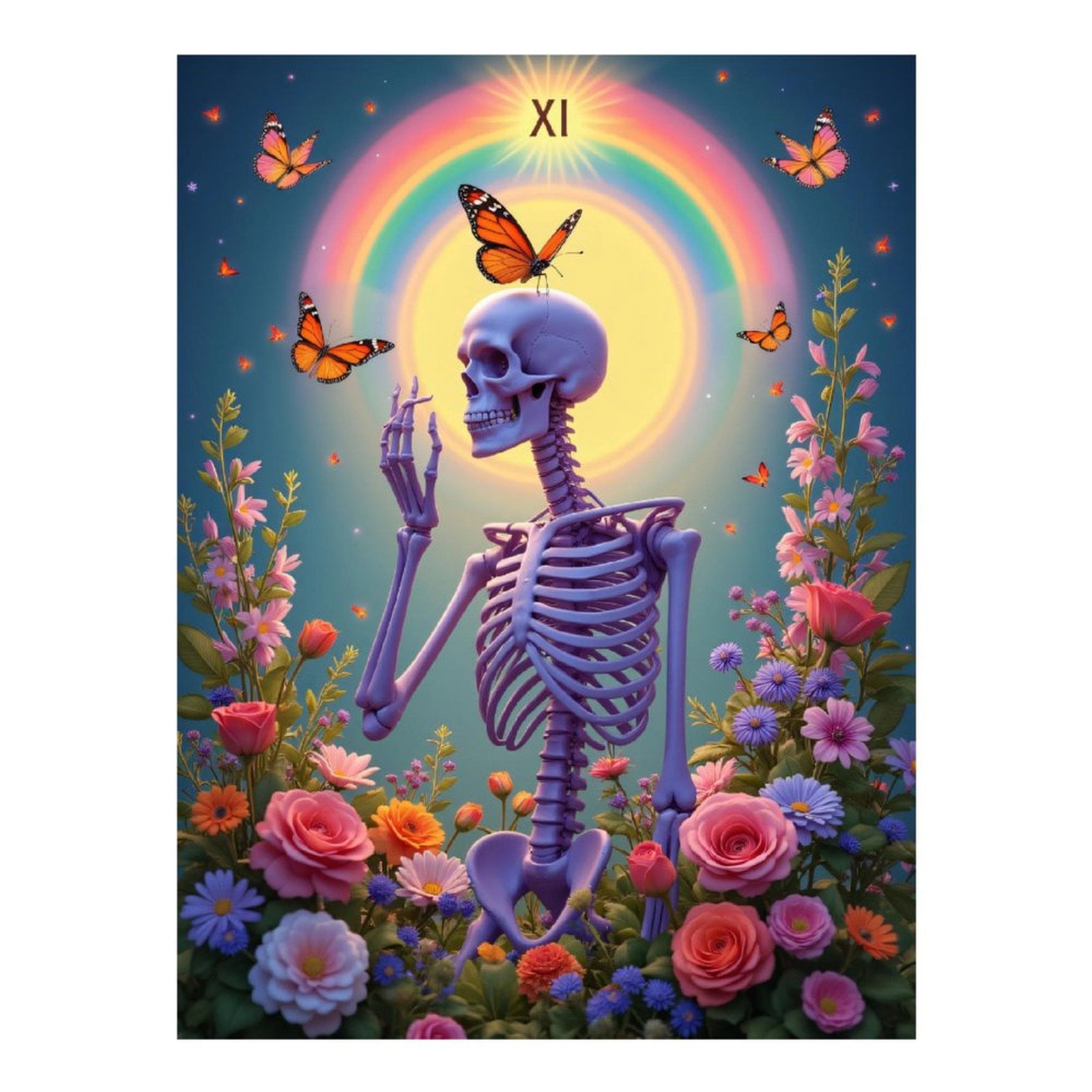 Diamond Art Kit for Adults, Skeleton Rainbow Butterflies Garden Diamond ...