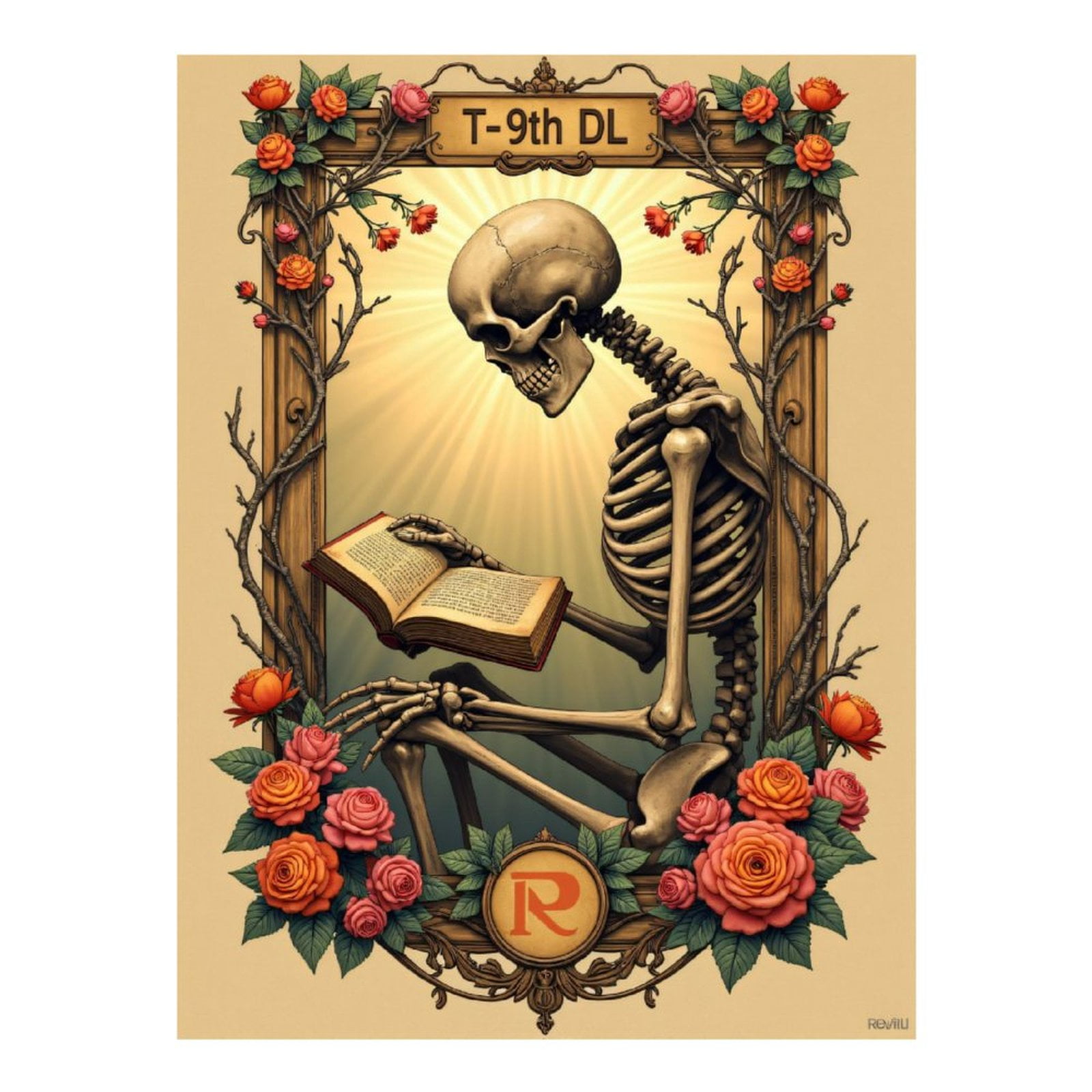 Diamond Art Kit for Adults, Skeleton Reading Roses Frame Design Diamond ...