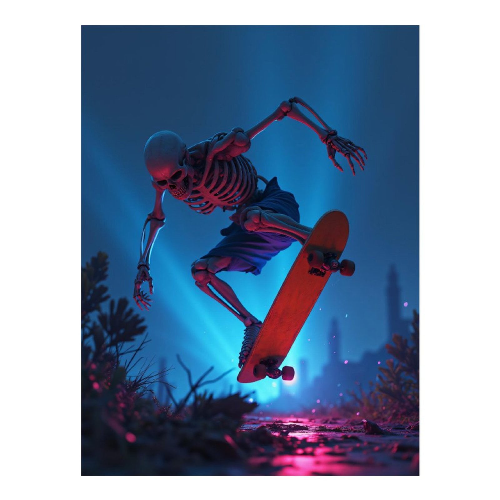 Diamond Art Kit for Adults, Skeleton Skater Under Neon Sky Diamond ...