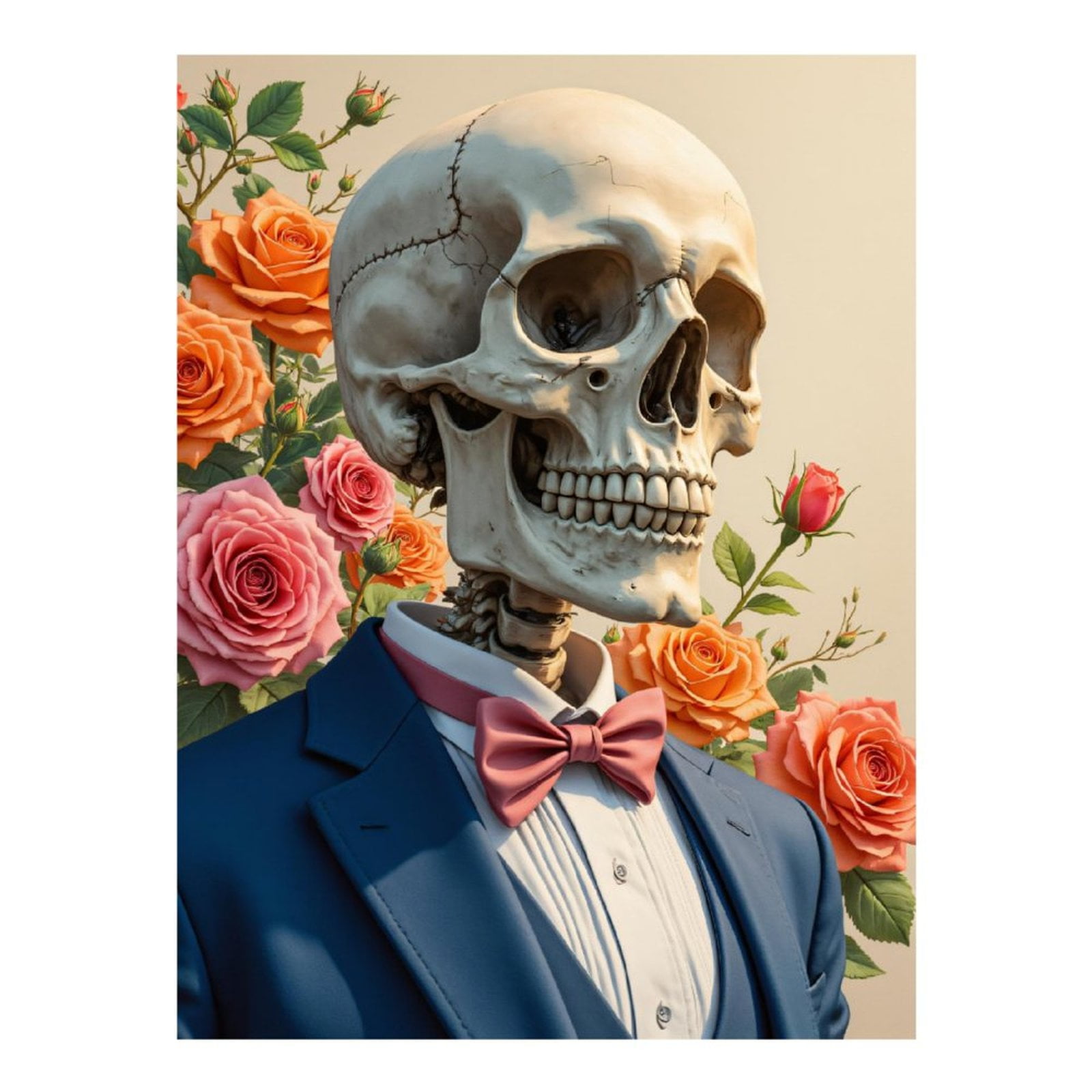 Diamond Art Kit for Adults, Skeleton In Suit With Roses Diamond ...