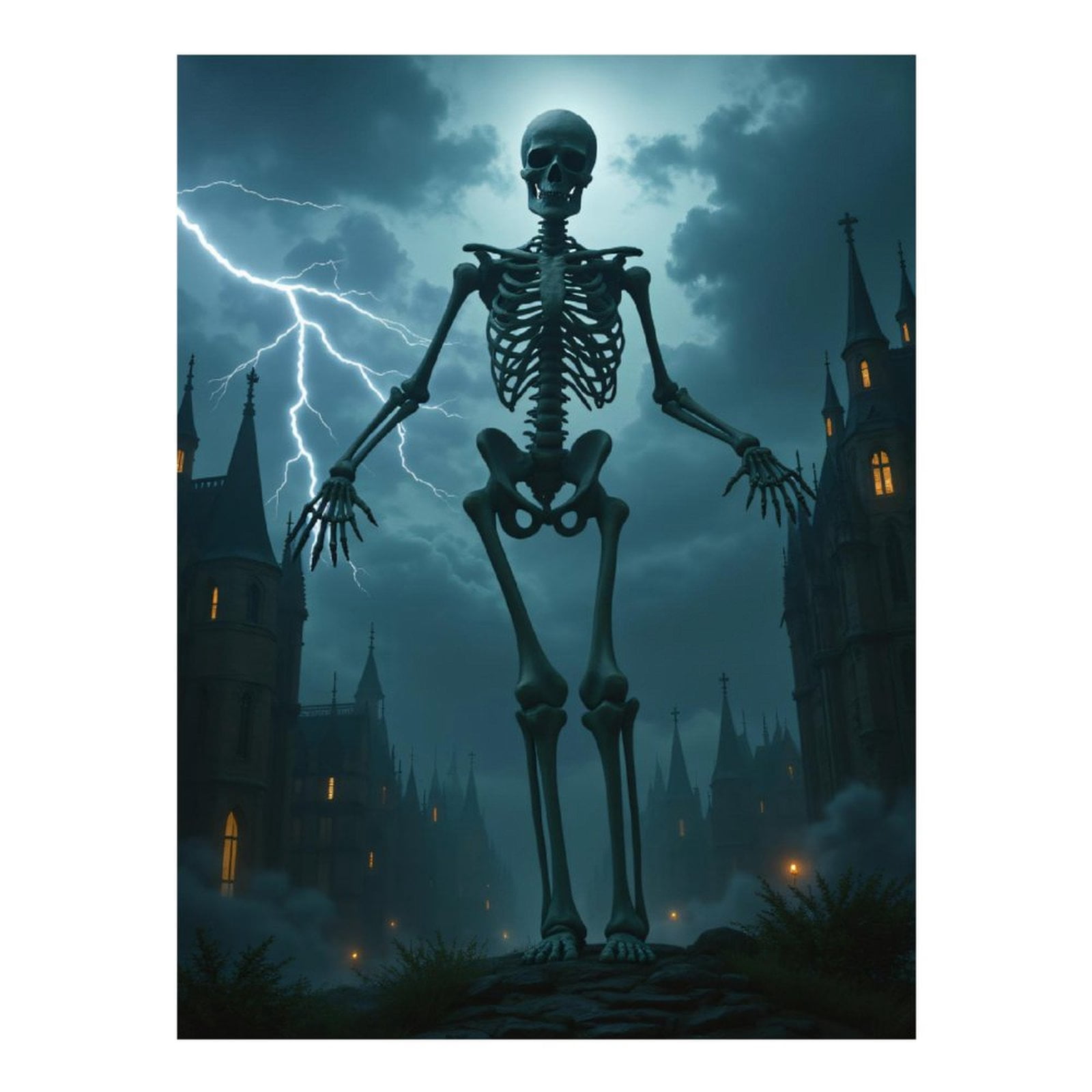 Diamond Art Kit for Adults, Skeleton Thunderstorm Spooky Night Diamond ...
