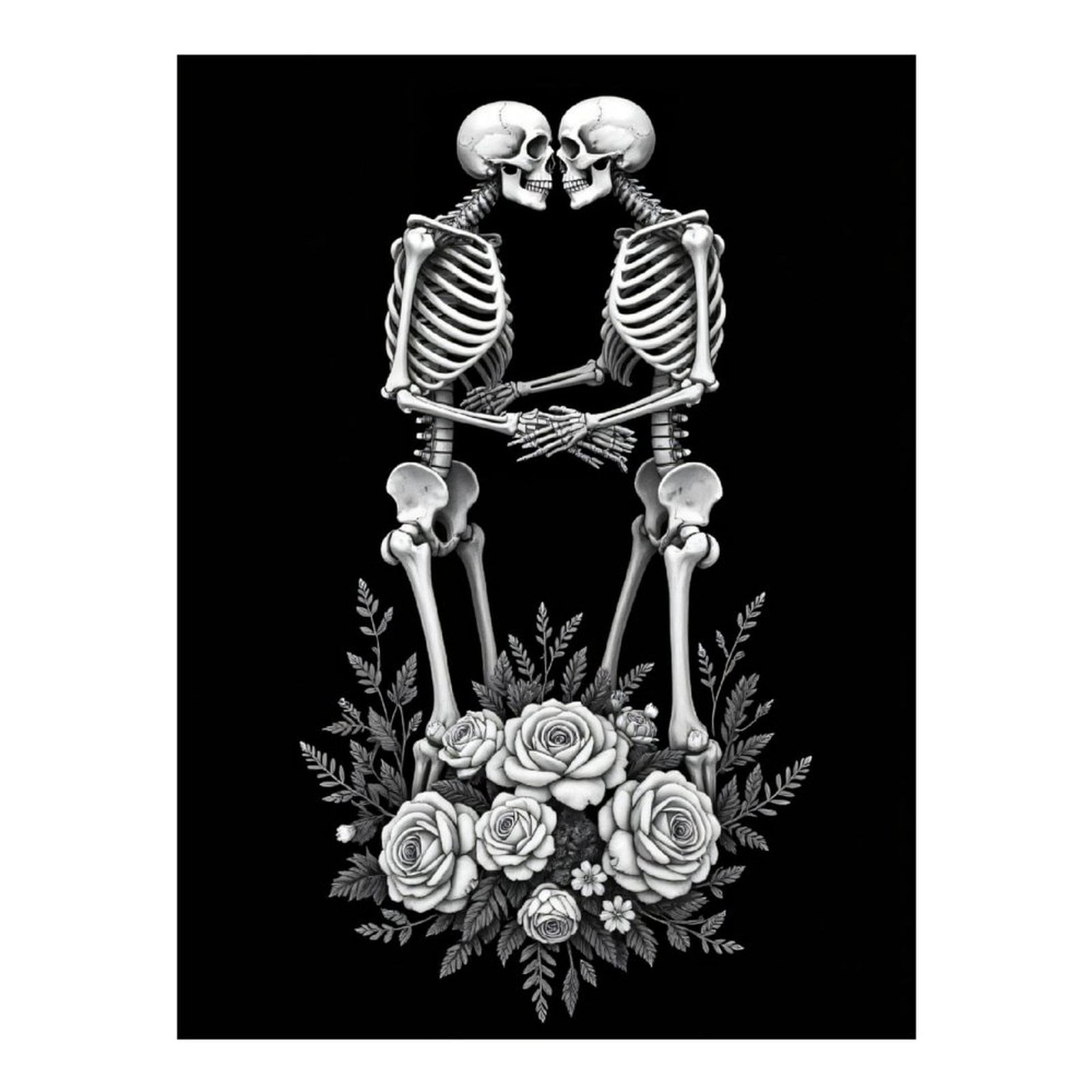 Diamond Art Kit for Adults, Skeletons Embracing Among Roses Diamond ...