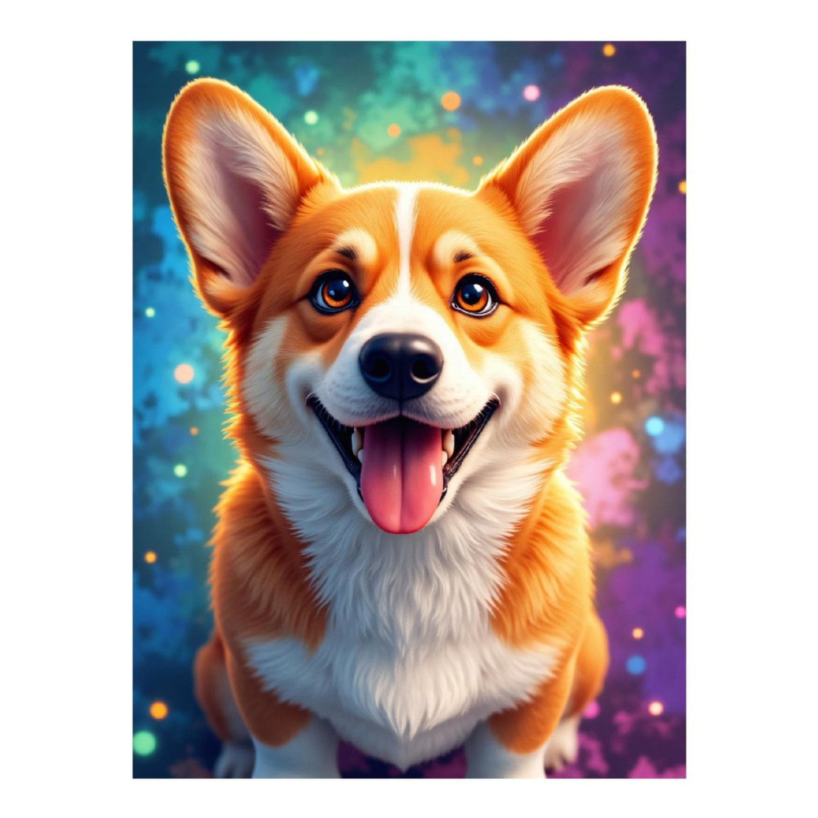 Diamond Art Kit for Adults, Smiling Corgi Colorful Background Diamond Painting for Adults ...