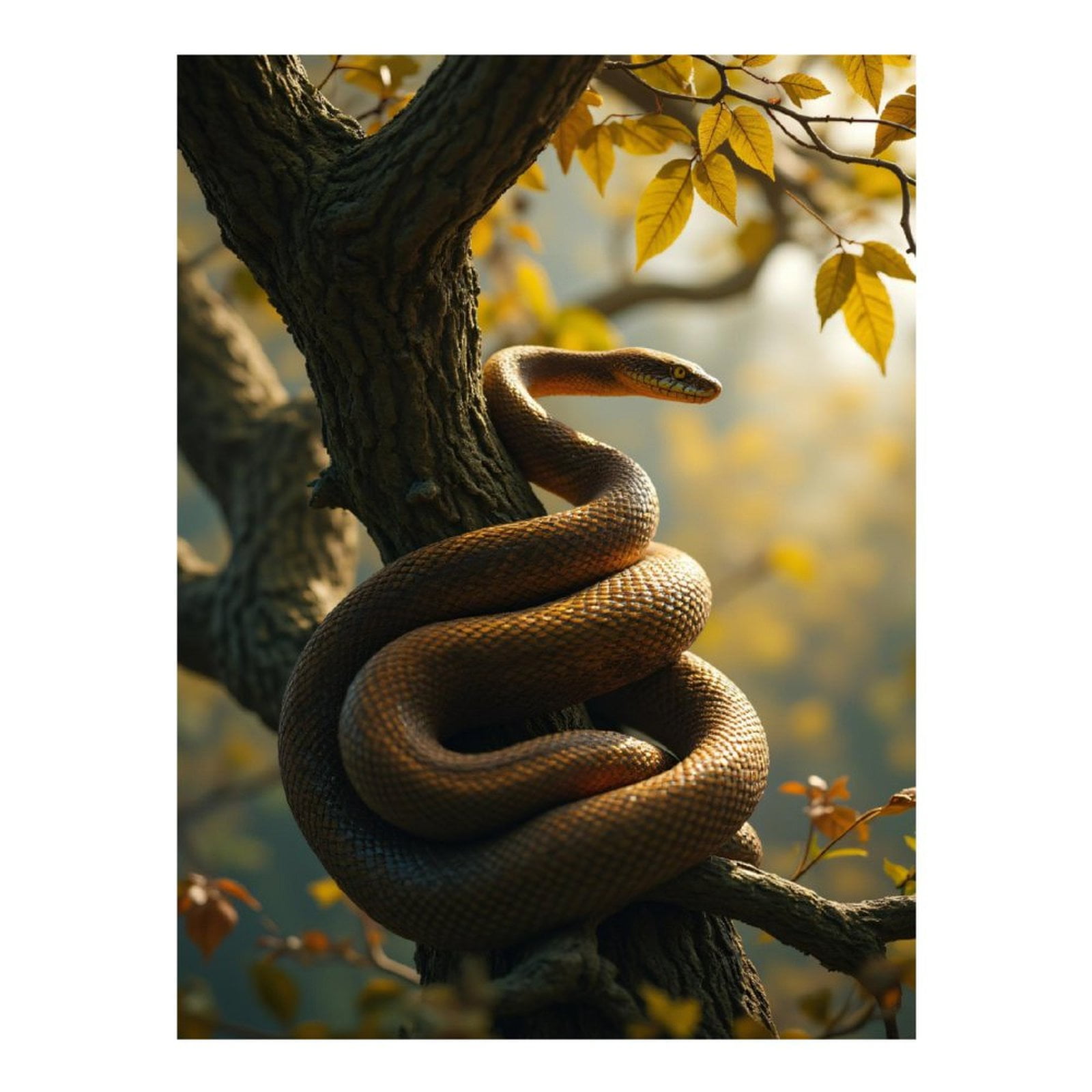 Diamond Art Kit for Adults, Snake Coiled On Tree Branch Diamond ...