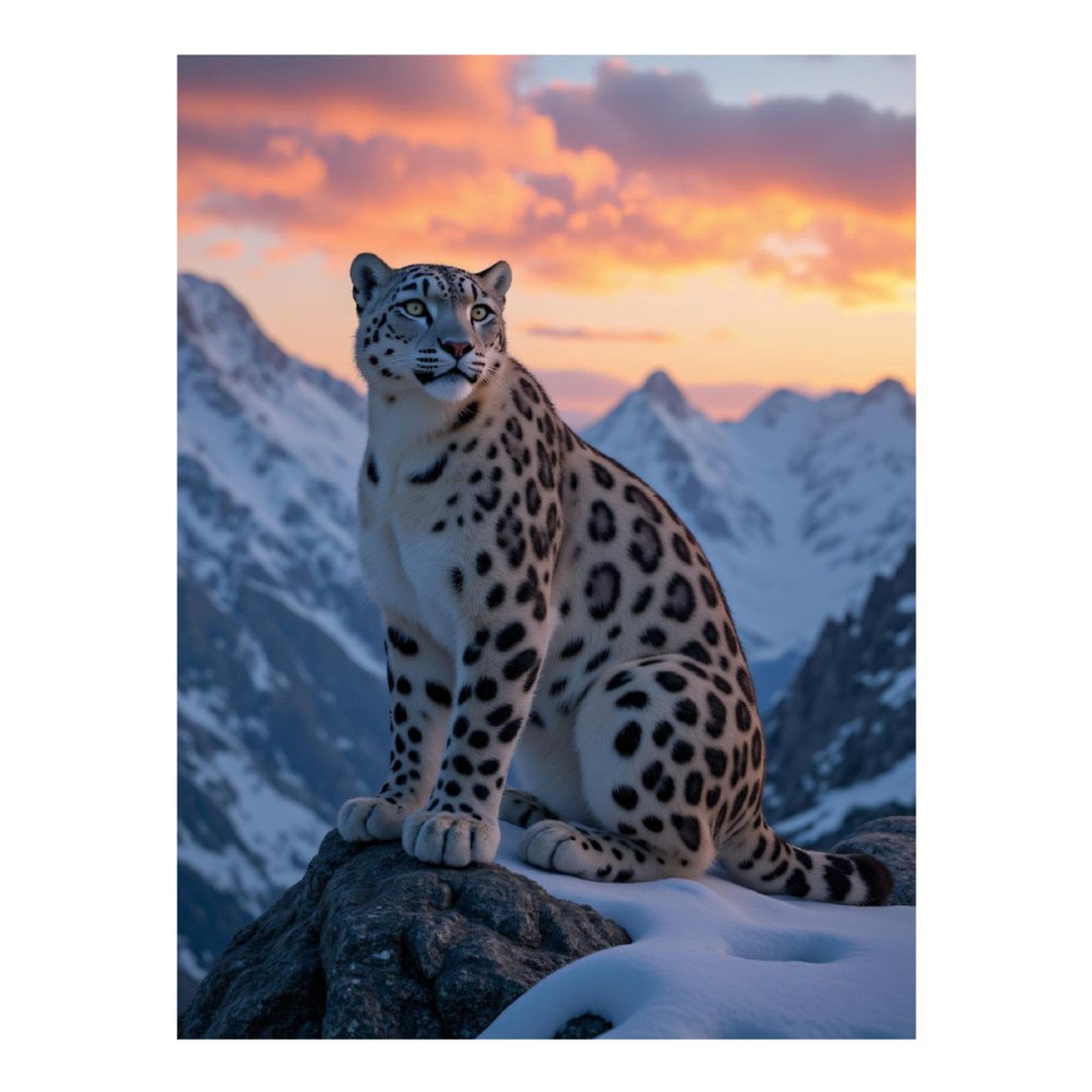 Diamond Art Kit for Adults, Snow Leopard Sunset Majestic Peaks Diamond ...