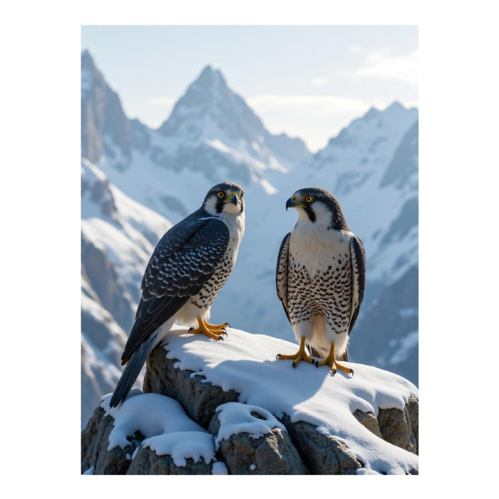 Diamond Art Kit for Adults, Snowy Mountain Falcons Perched Diamond ...
