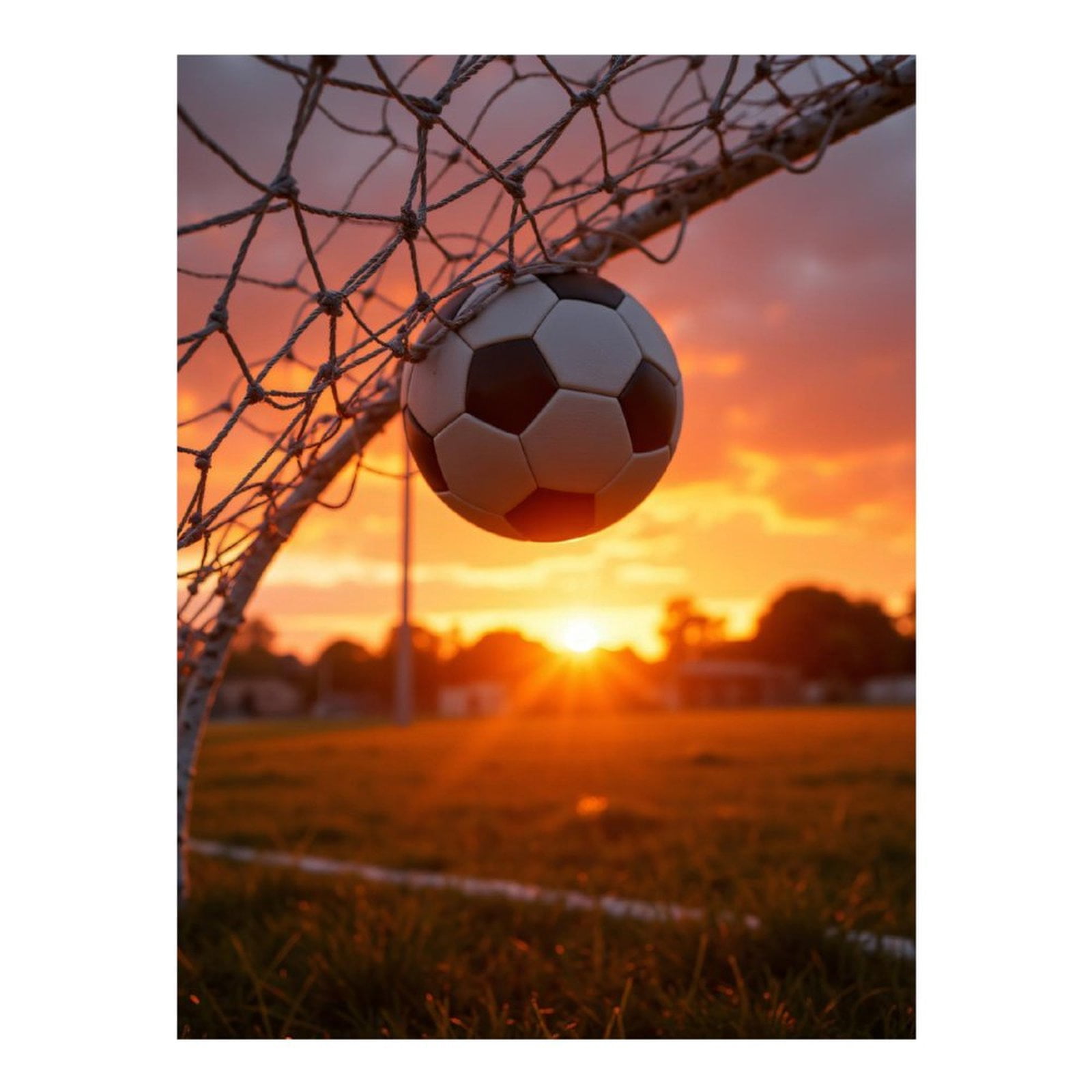 Diamond Art Kit for Adults, Soccer Goal Sunset Scene Diamond Painting ...