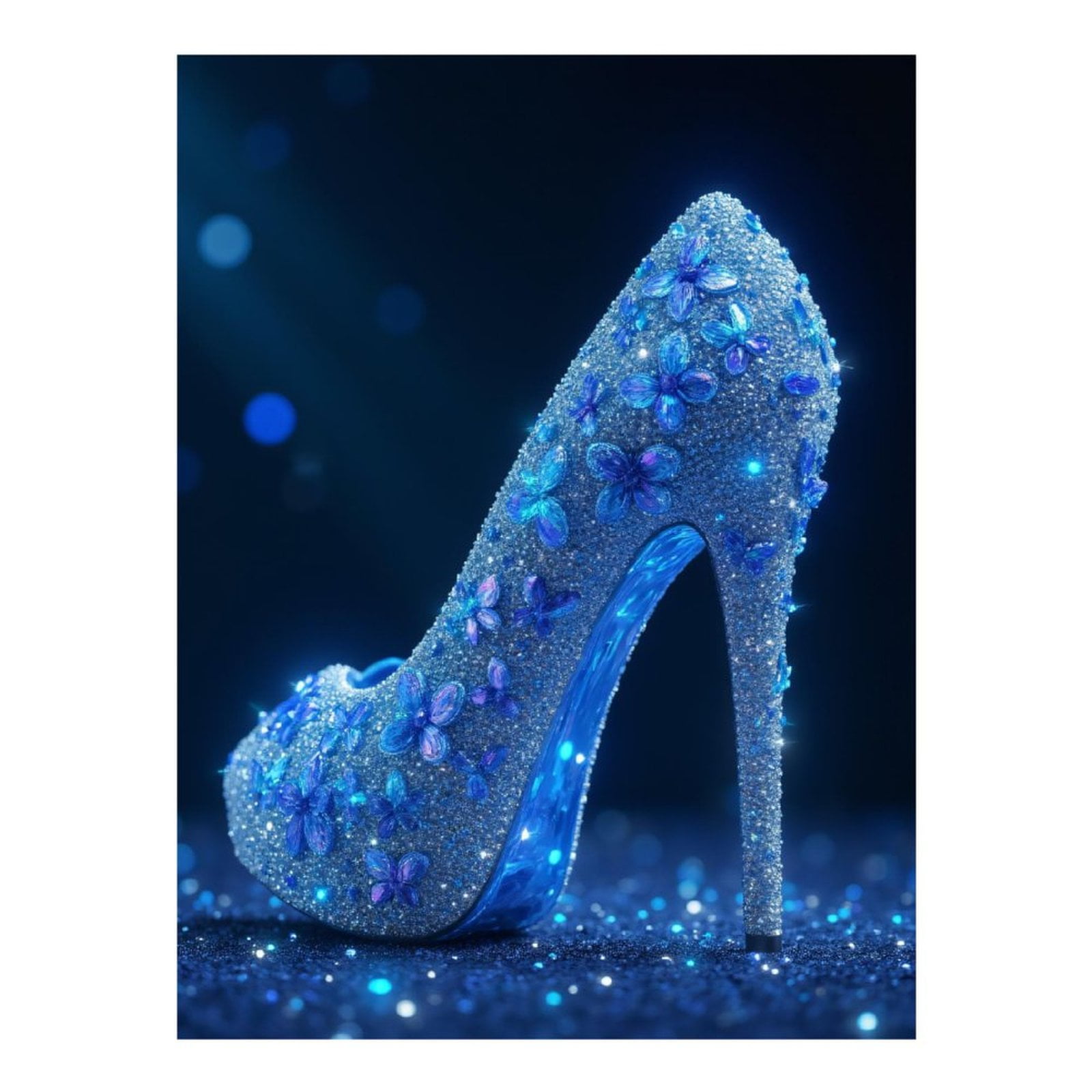 Diamond Art Kit for Adults, Sparkling Blue Enchanted Heels Diamond ...