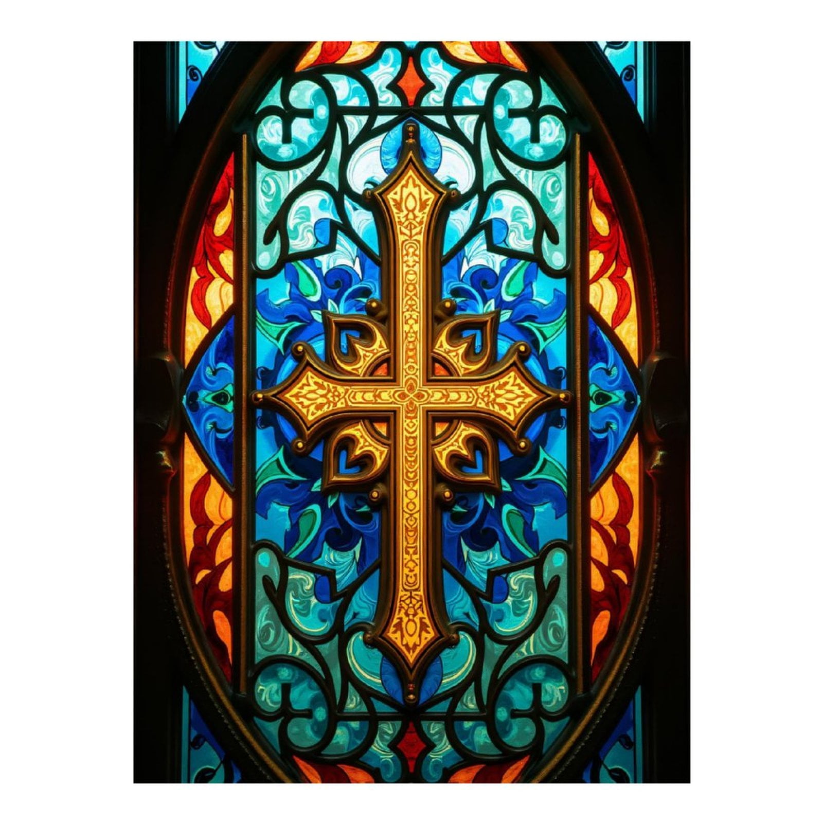 Diamond Art Kit for Adults, Stained Glass Cross Design Art Diamond ...