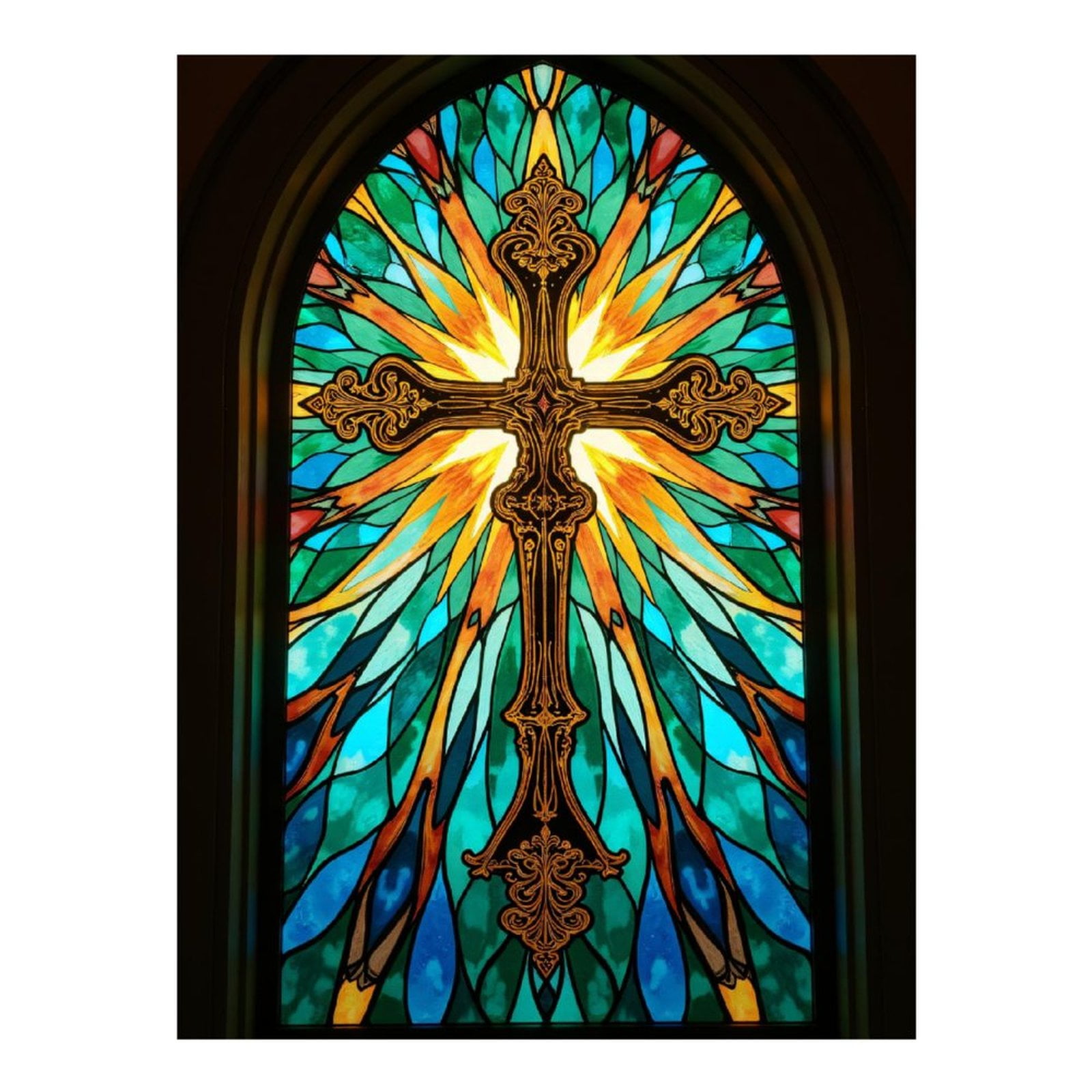 Diamond Art Kit for Adults, Stained Glass Illuminated Cross Diamond ...