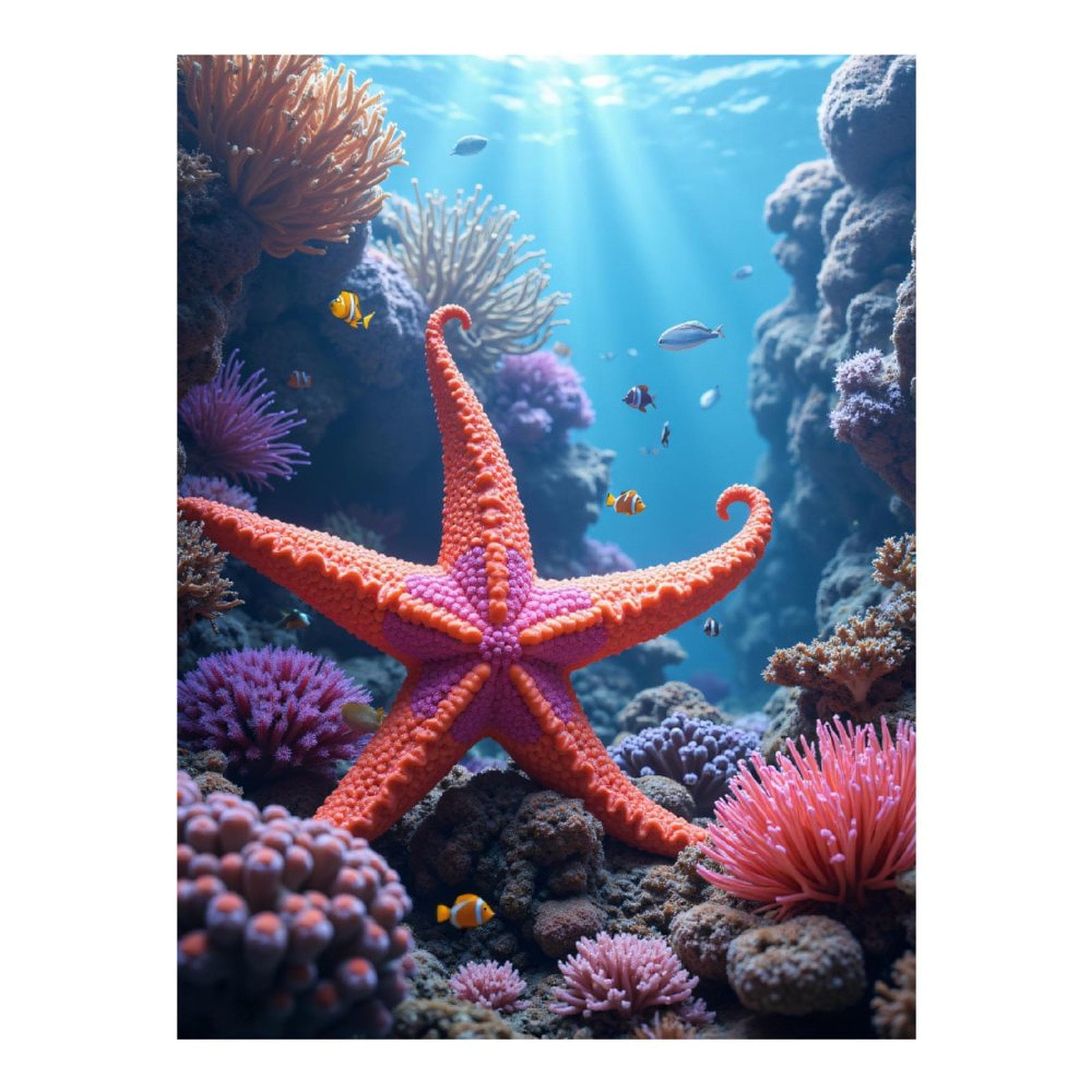 Diamond Art Kit for Adults, Starfish Coral Reef Underwater Scene ...