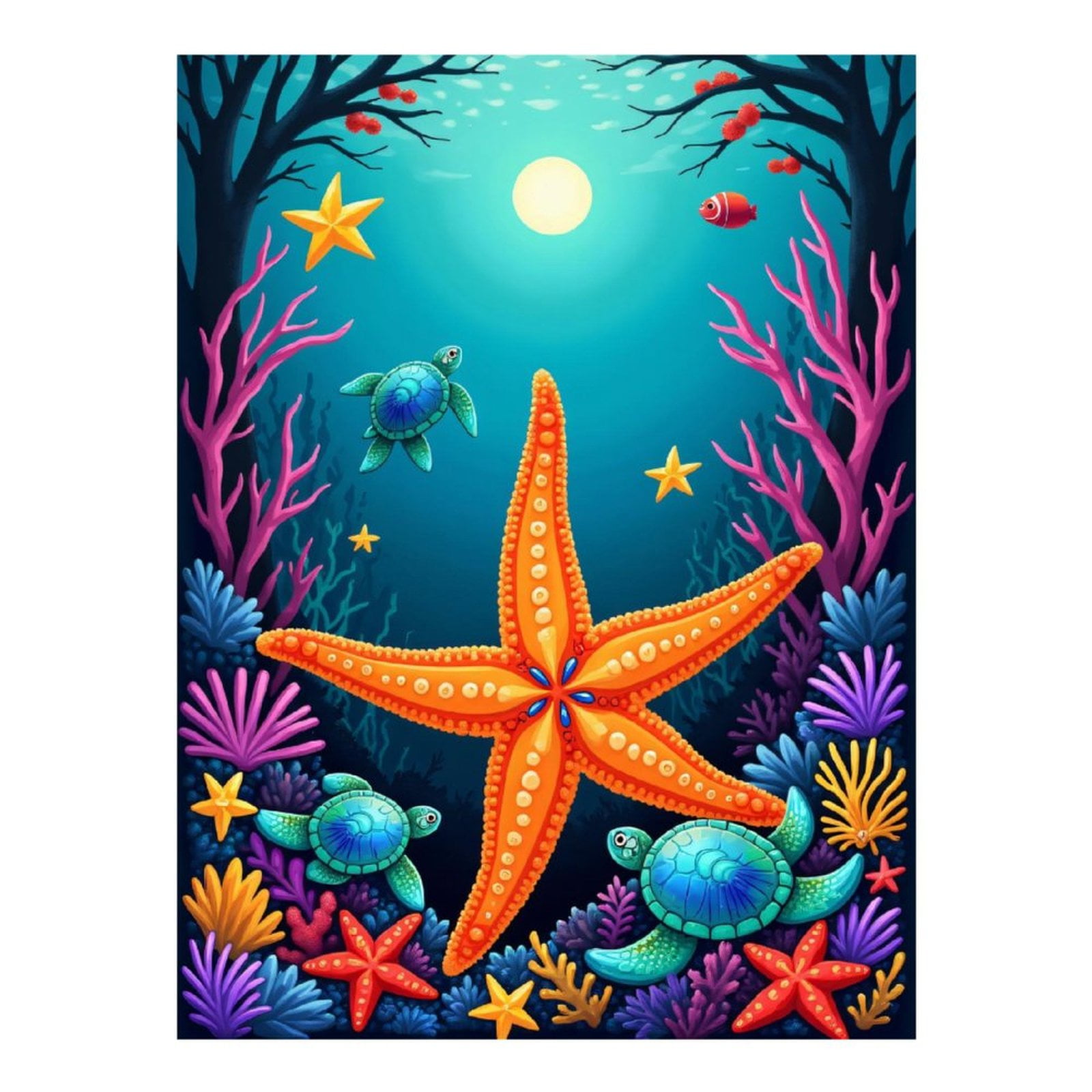 Diamond Art Kit for Adults, Starfish Sea Turtles Coral Reef Ocean ...