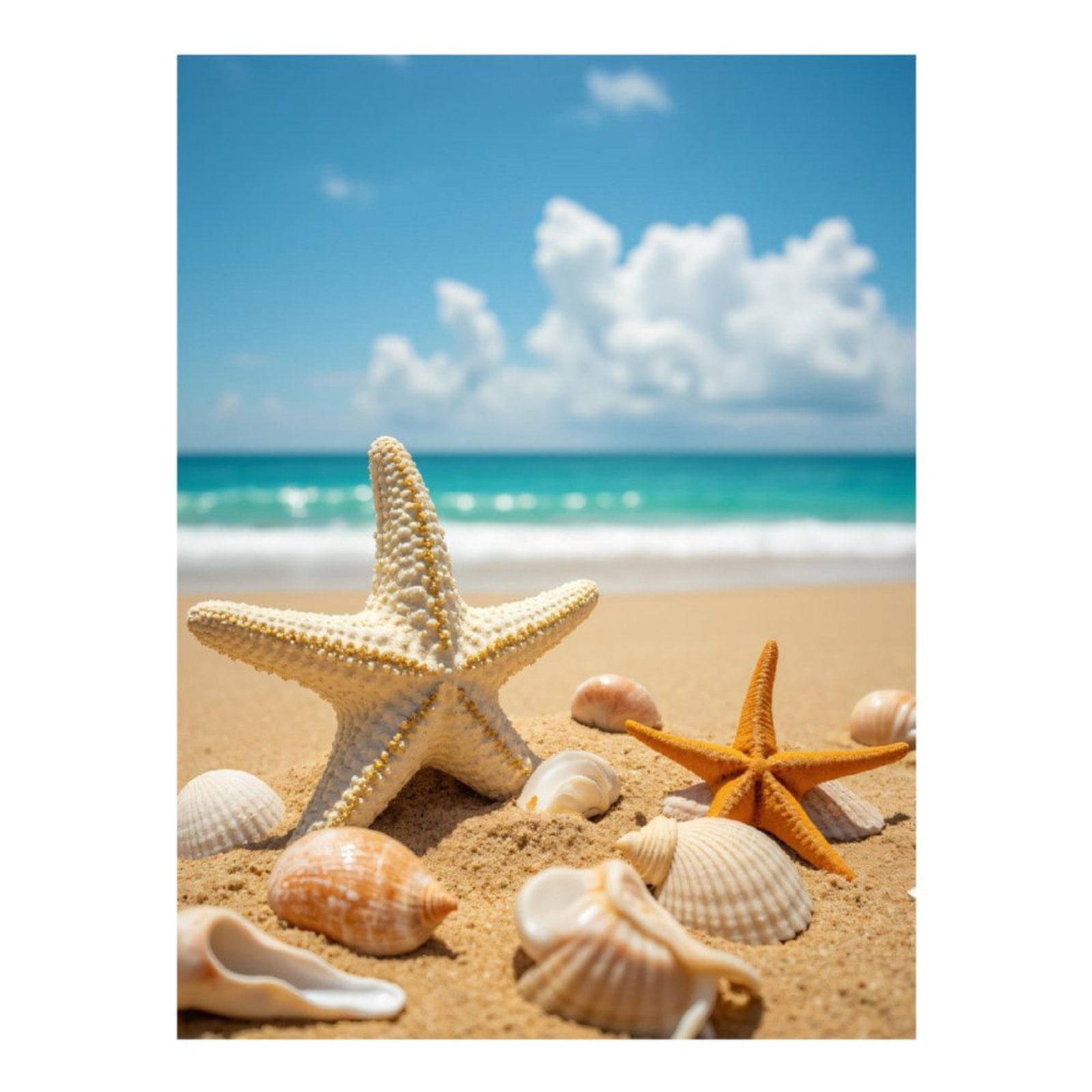 Diamond Art Kit for Adults, Starfish Seashells Sandy Beach Ocean ...