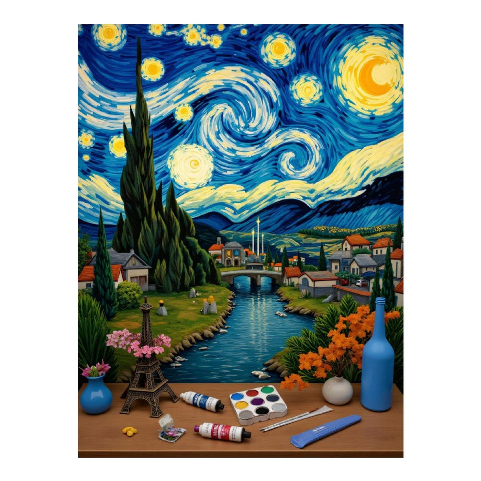 Diamond Art Kit for Adults, Starry Night Inspired Landscape Art Diamond ...