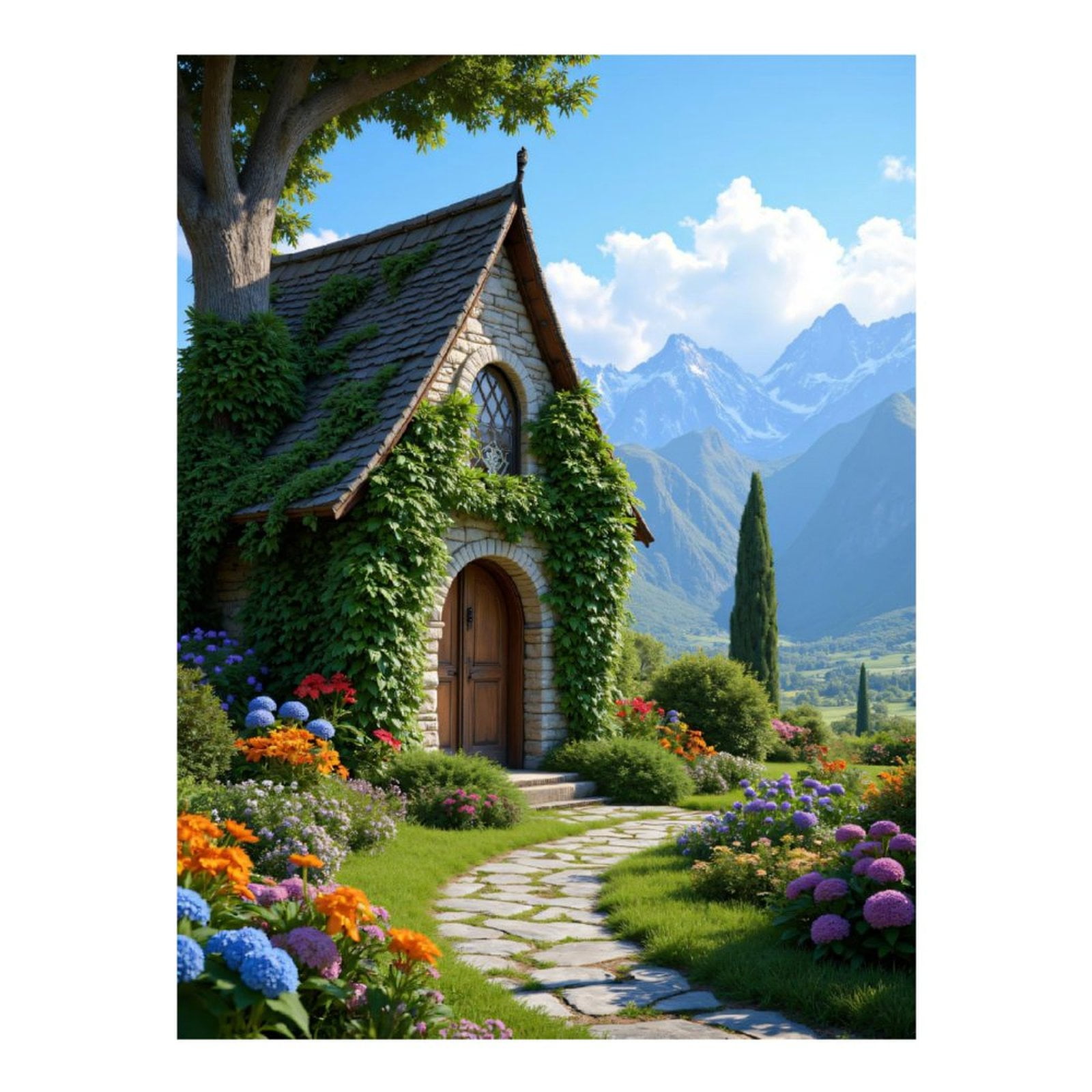 Diamond Art Kit for Adults, Stone Cottage In Mountain Meadow Diamond ...