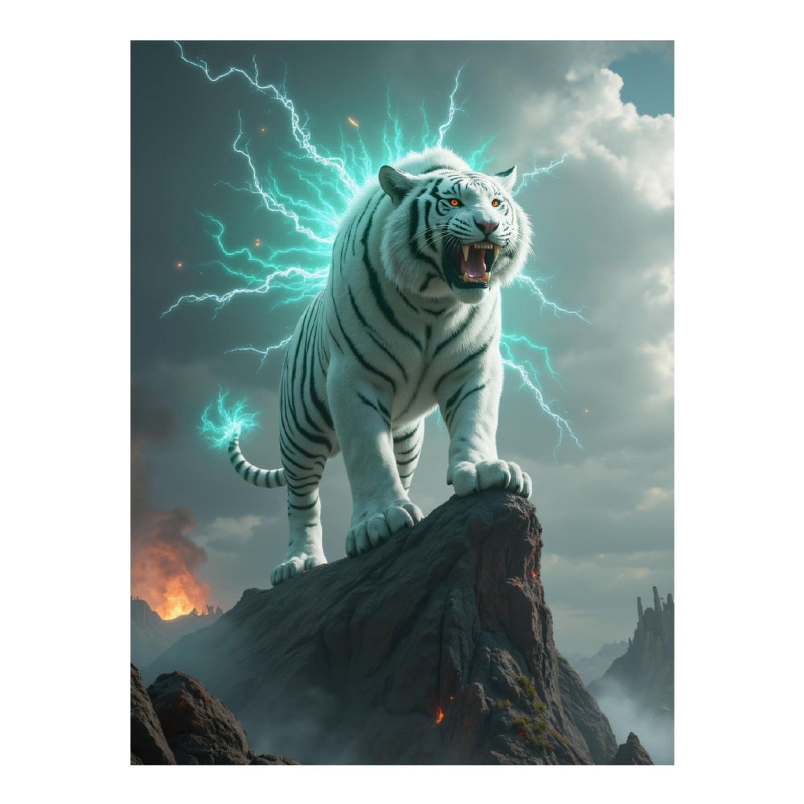 Diamond Art Kit for Adults, Stormy Lightning Tiger Apex Cliff Diamond ...