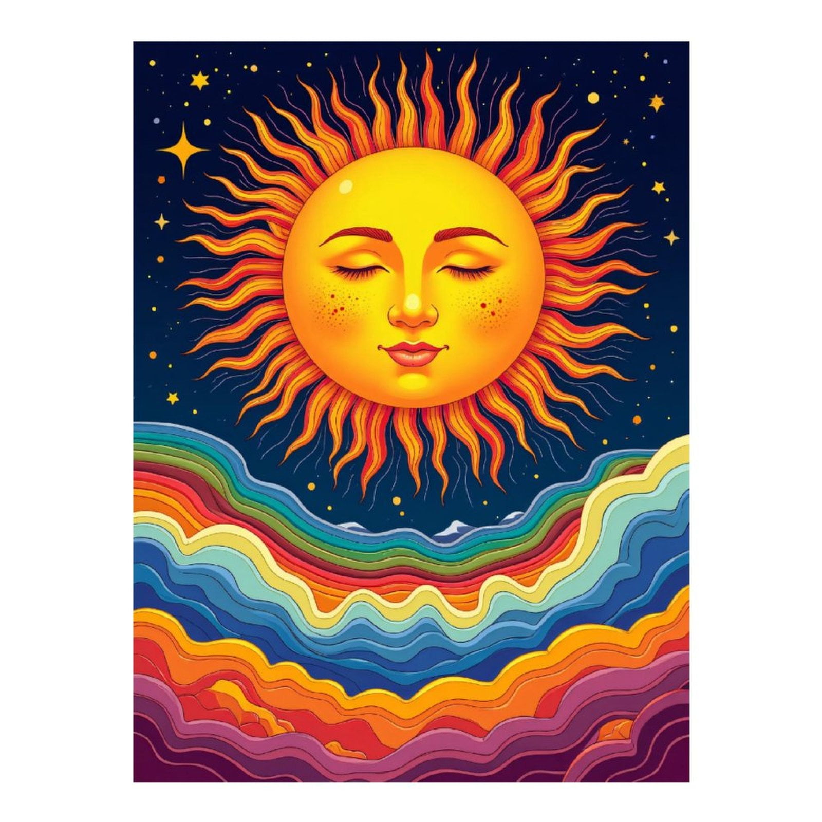 Diamond Art Kit for Adults, Sunface Radiant Sky Waves Canvas Diamond Painting for Adults ...