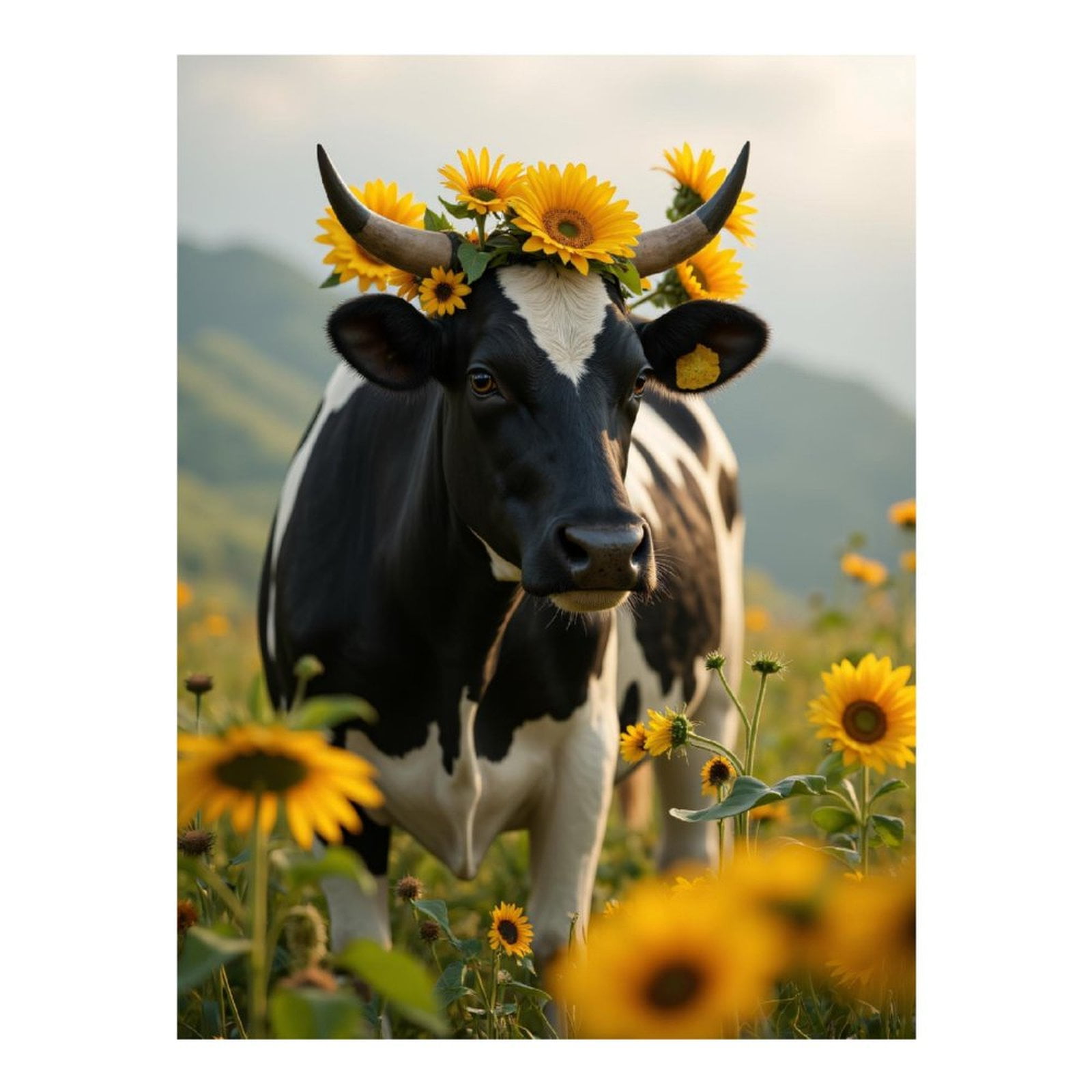 Diamond Art Kit for Adults, Sunflower Adorned Cow In Field Diamond ...