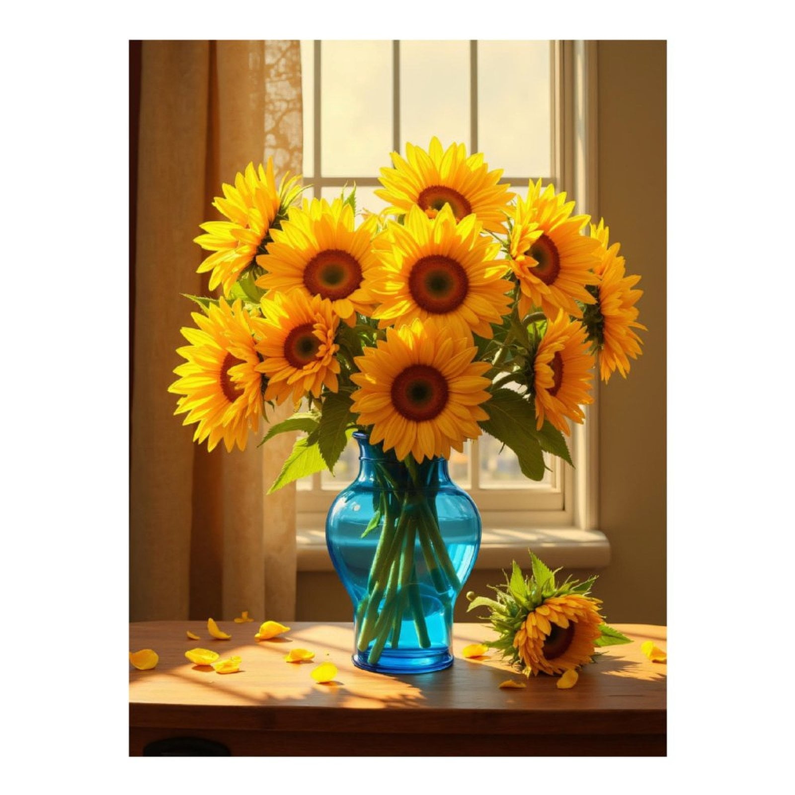 Diamond Art Kit for Adults, Sunflower Vase Bright Window Scene Diamond ...