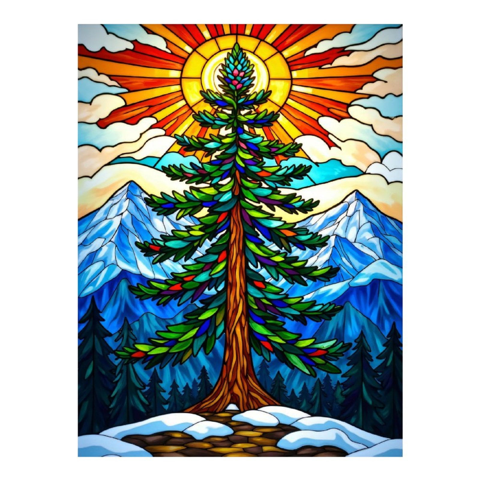 Diamond Art Kit for Adults, Sunlit Forest Stained Glass Scene Diamond ...