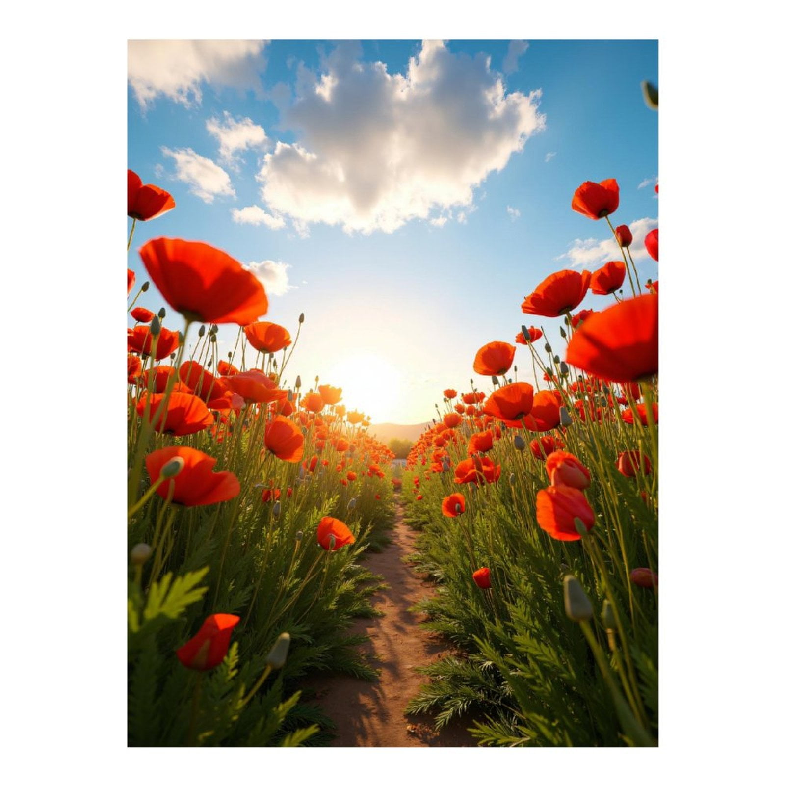 Diamond Art Kit for Adults, Sunlit Poppy Field Scenic View Diamond ...
